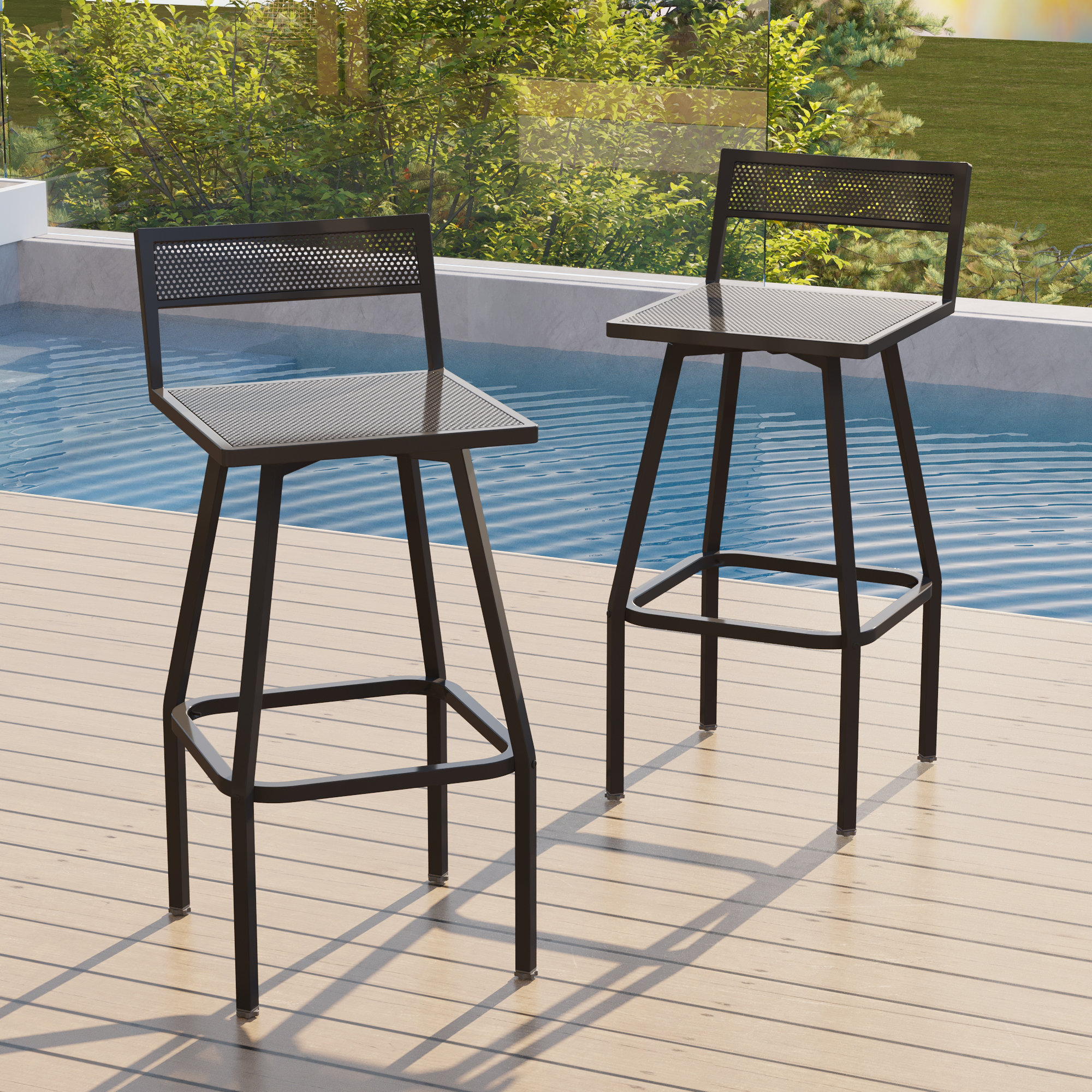 Latitude Run® Outdoor Metal High Bar Chair (Set Of 2) | Wayfair
