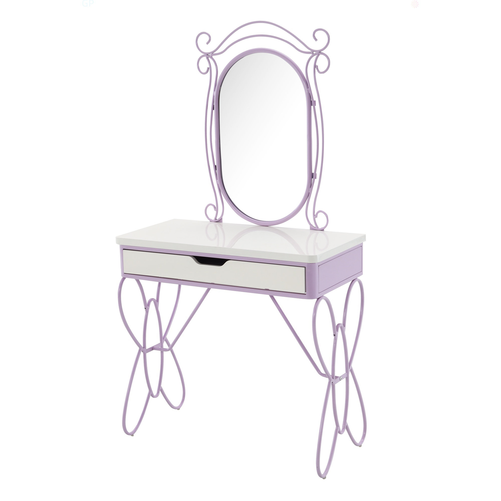 Rosalind Wheeler Priya II White & Light Synthetic Leather Finish Vanity ...