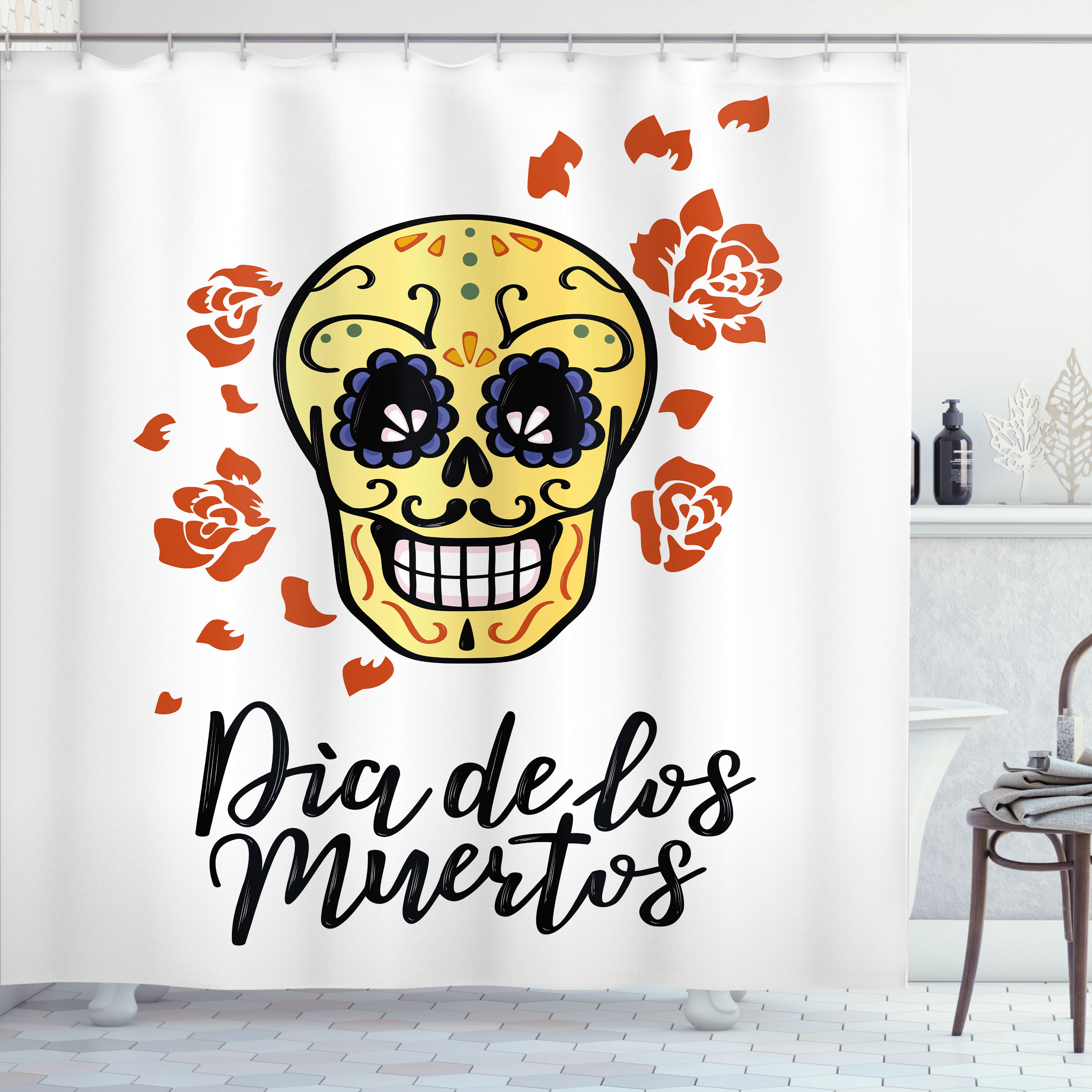 East Urban Home Day of the Dead Shower Curtain Roses Sugar Skull ...
