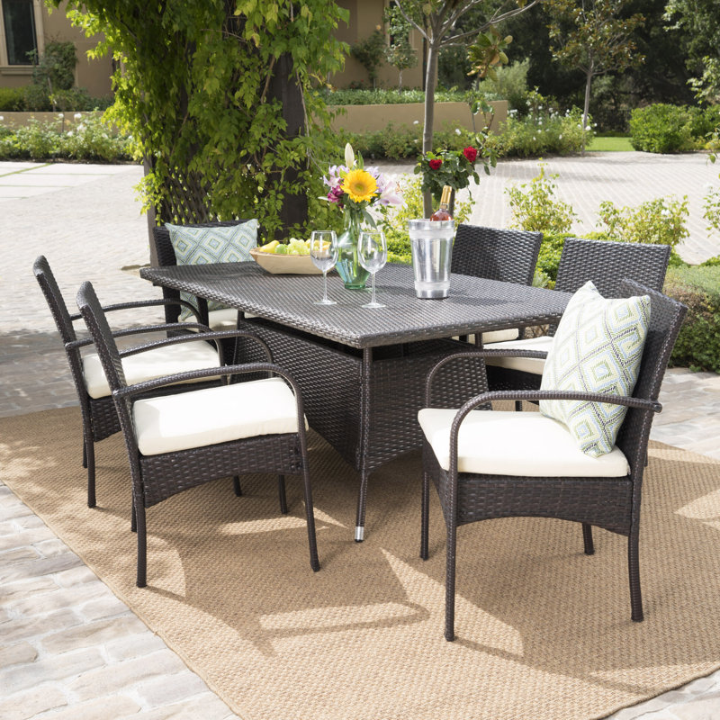 Highland Dunes Emmeline 7 Piece Dining Set with Cushion & Reviews | Wayfair