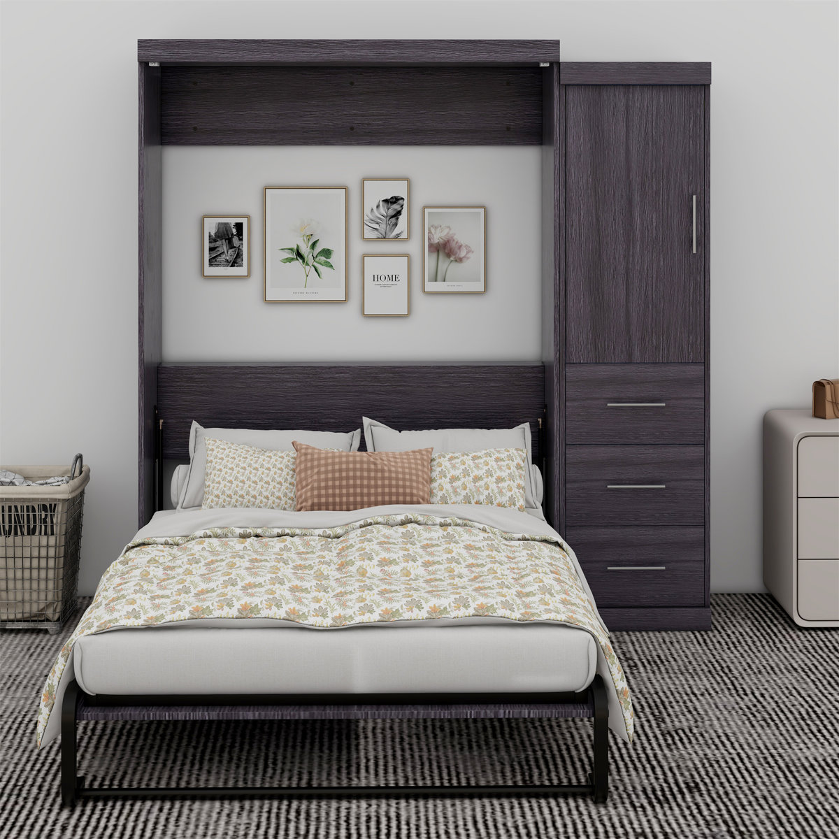 Latitude Run® Full Size Murphy Bed With Wardrobe, Drawers, Bed, And can ...