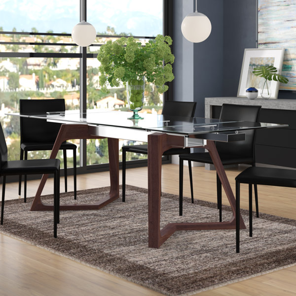 Brayden Studio® Iveta Extendable Glass Top Dining Table & Reviews ...