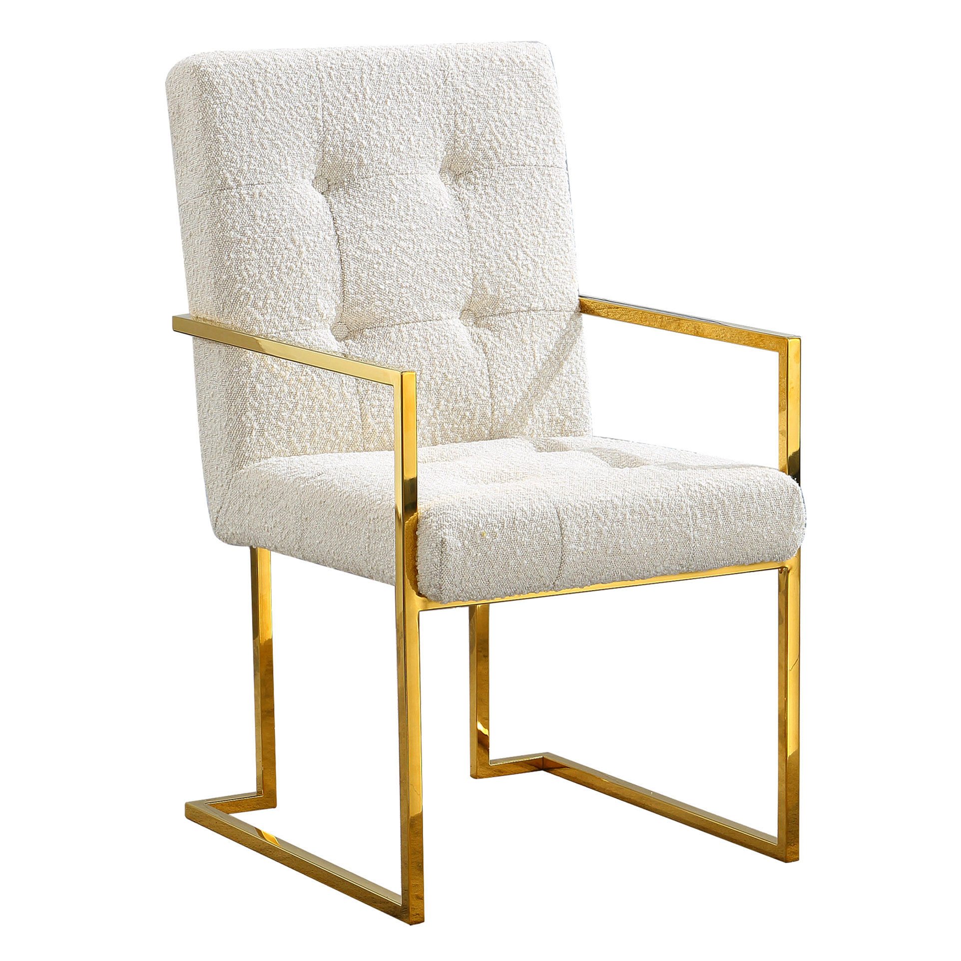 Hokku Designs Linen Dining Chair With Stylish Gold Base - White Color ...