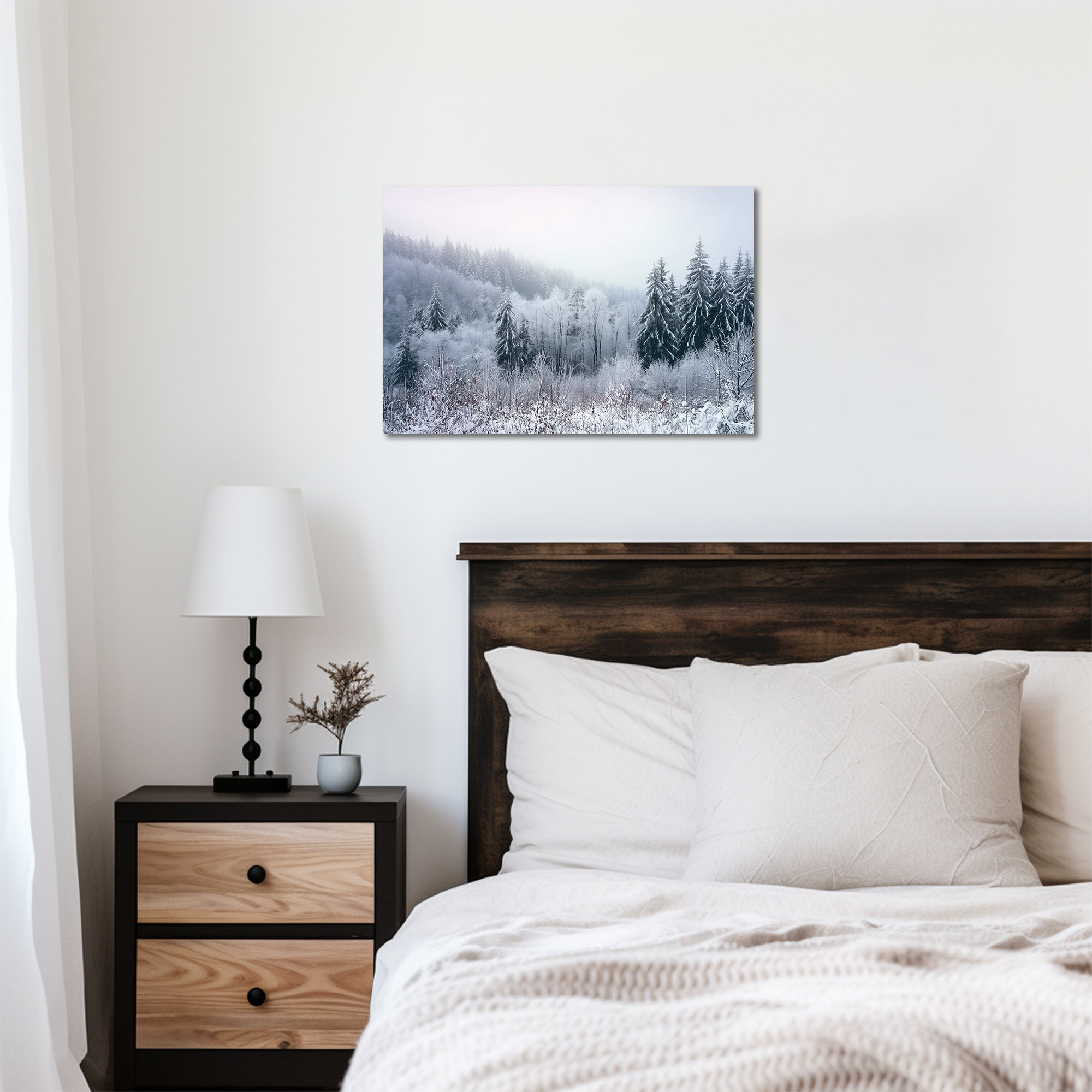 The Holiday Aisle® Large Winter Tree Wall Art - Snow Scene Canvas Wall ...