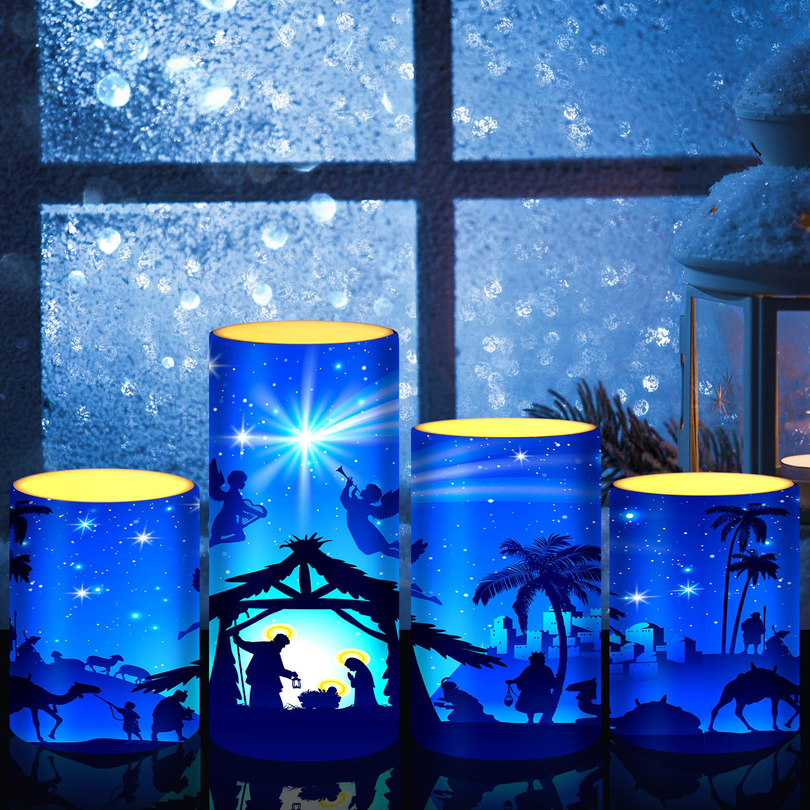 ZAALBA Christmas Nativity Scene Candles, LED flameless candles ...