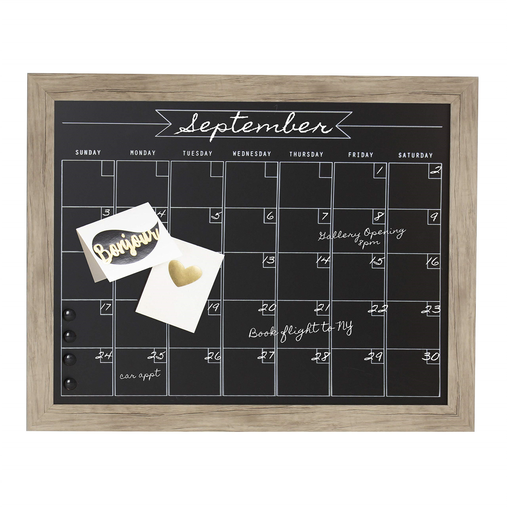 Latitude Run® Framed Magnetic Chalkboard Calendar, | Wayfair