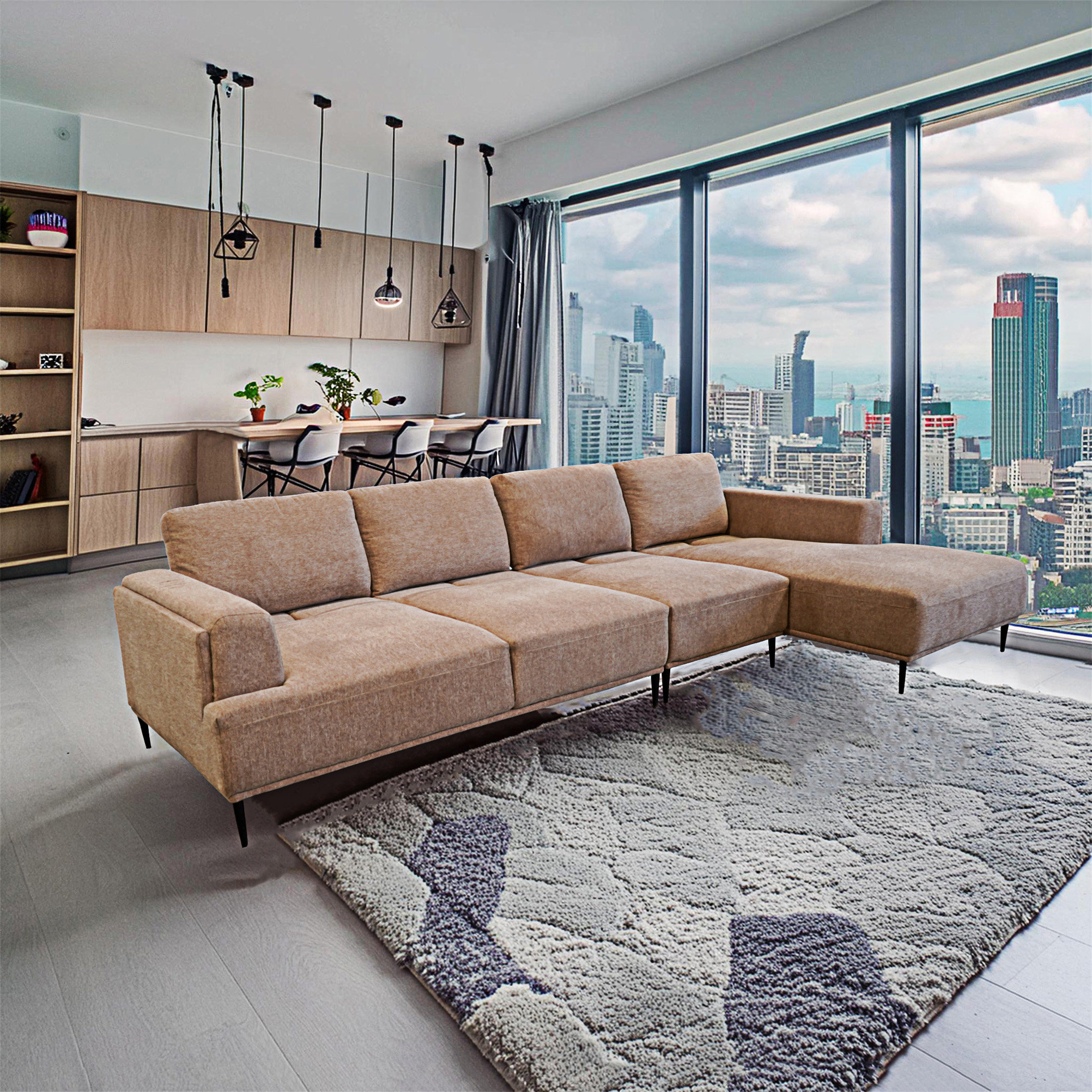 CARLOS FURNITURE Santa Monica Brown RF Sectional Sofa Couch - Wayfair ...