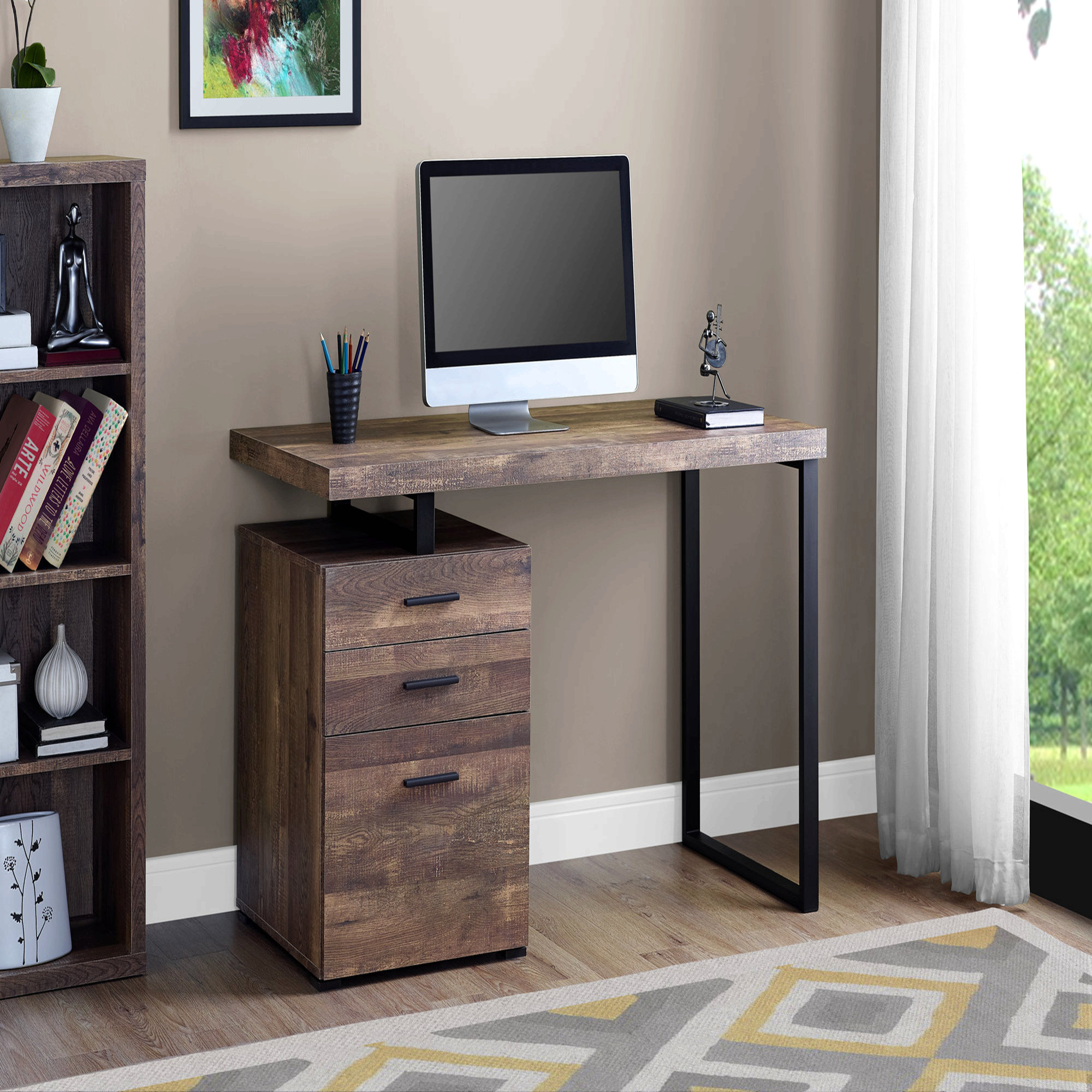 Latitude Run® Computer Desk, Home Office, Laptop, Left, Right Set-Up ...