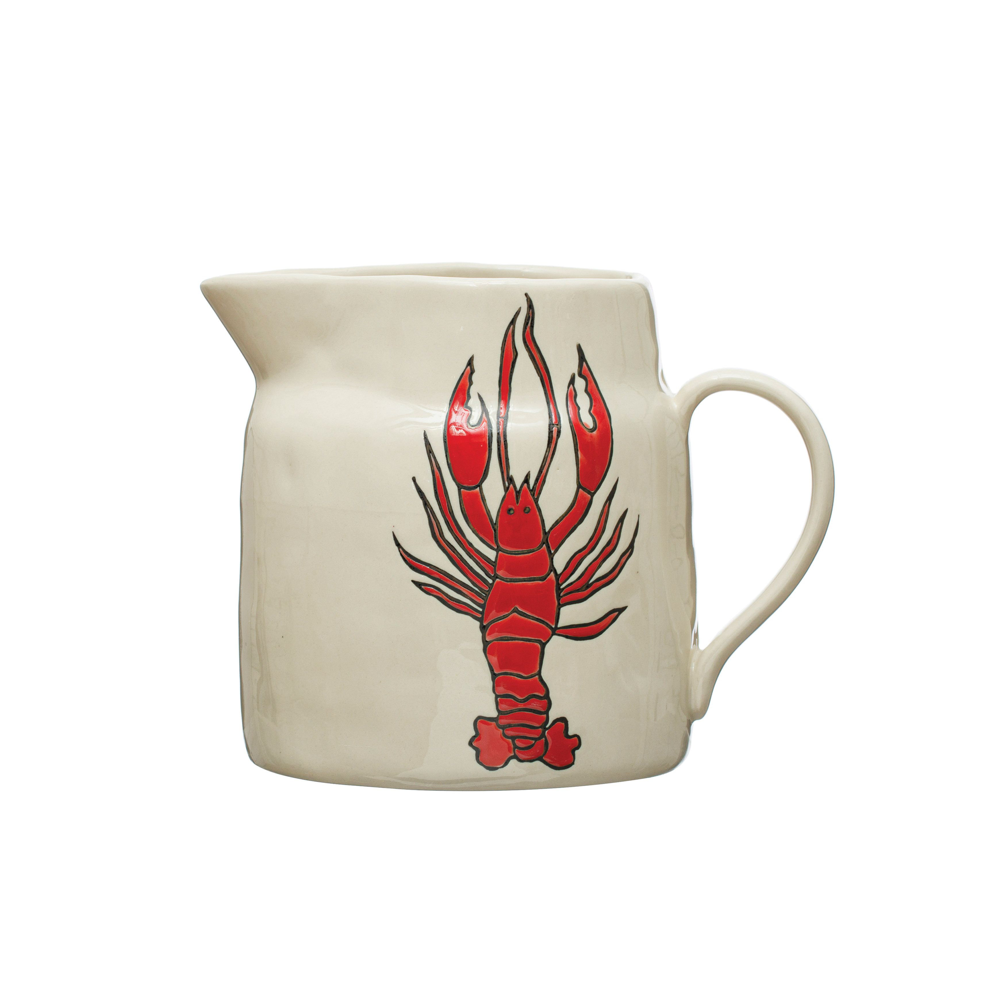 Birch Lane™ Bellona Coastal Stoneware Pitcher With Wax Relief Lobster ...