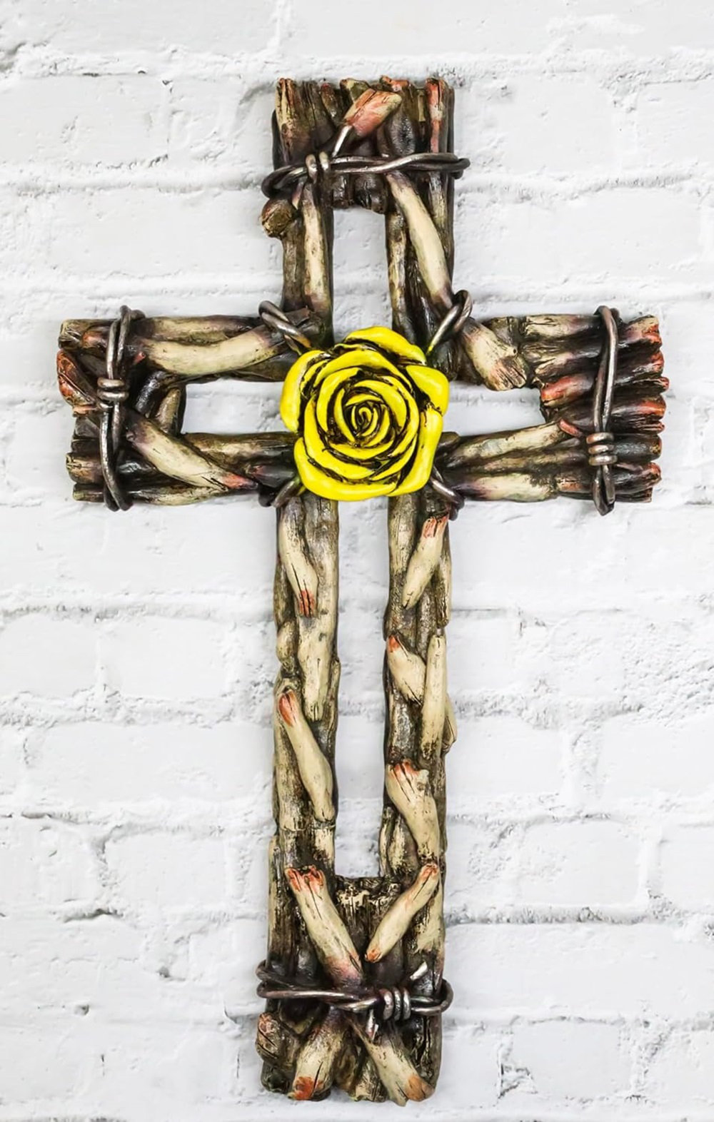 Foundstone™ Rustic Western Yellow Rose with Distressed Faux Wood and ...