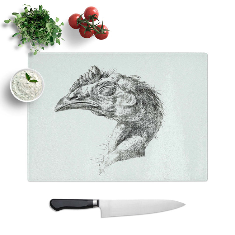 East Urban Home Tempered Glass Sketch of a Chickens Head by Jean ...