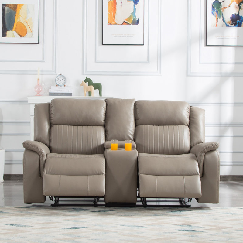 Latitude Run® 72'' Modern Vegan Leather Manual Reclining Loveseat Sofa ...