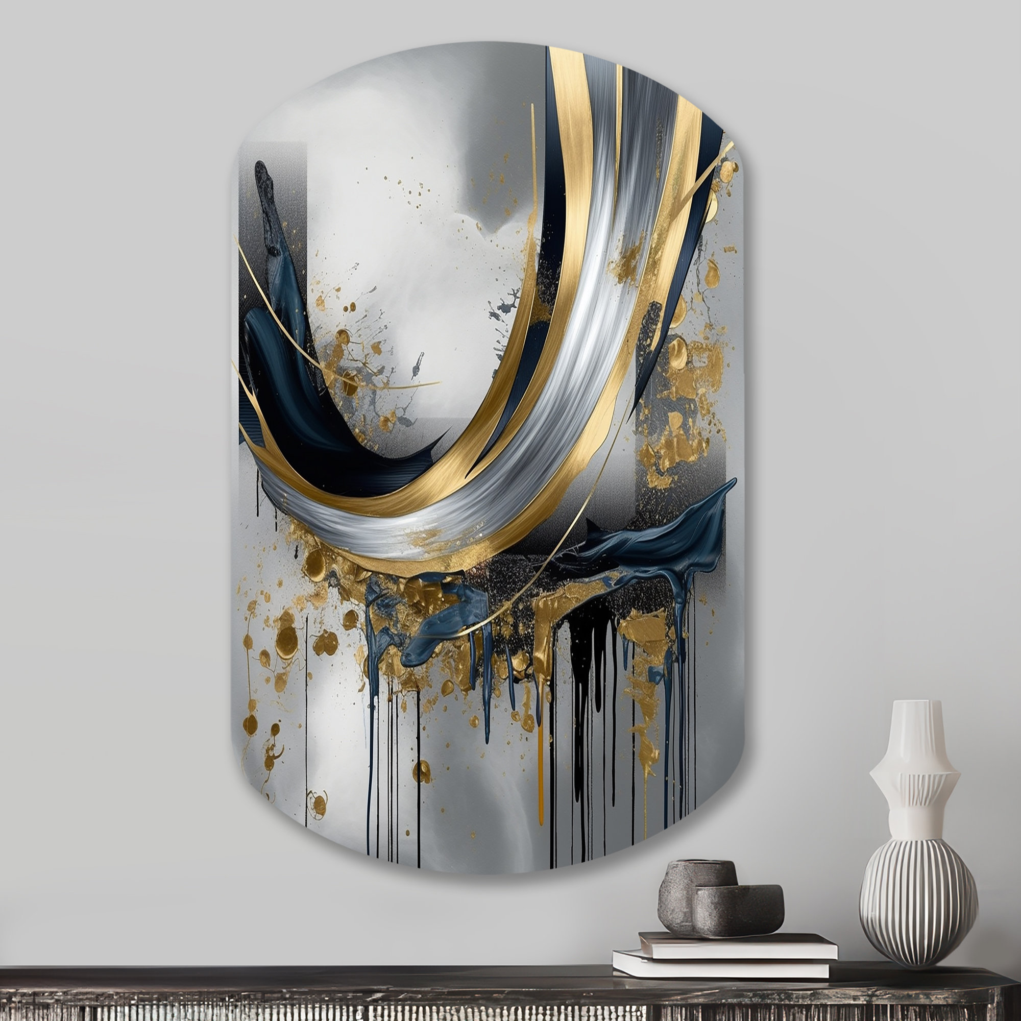 Design Art Shapes And Lines Abstract Marble V - Marble Cylinder Metal ...
