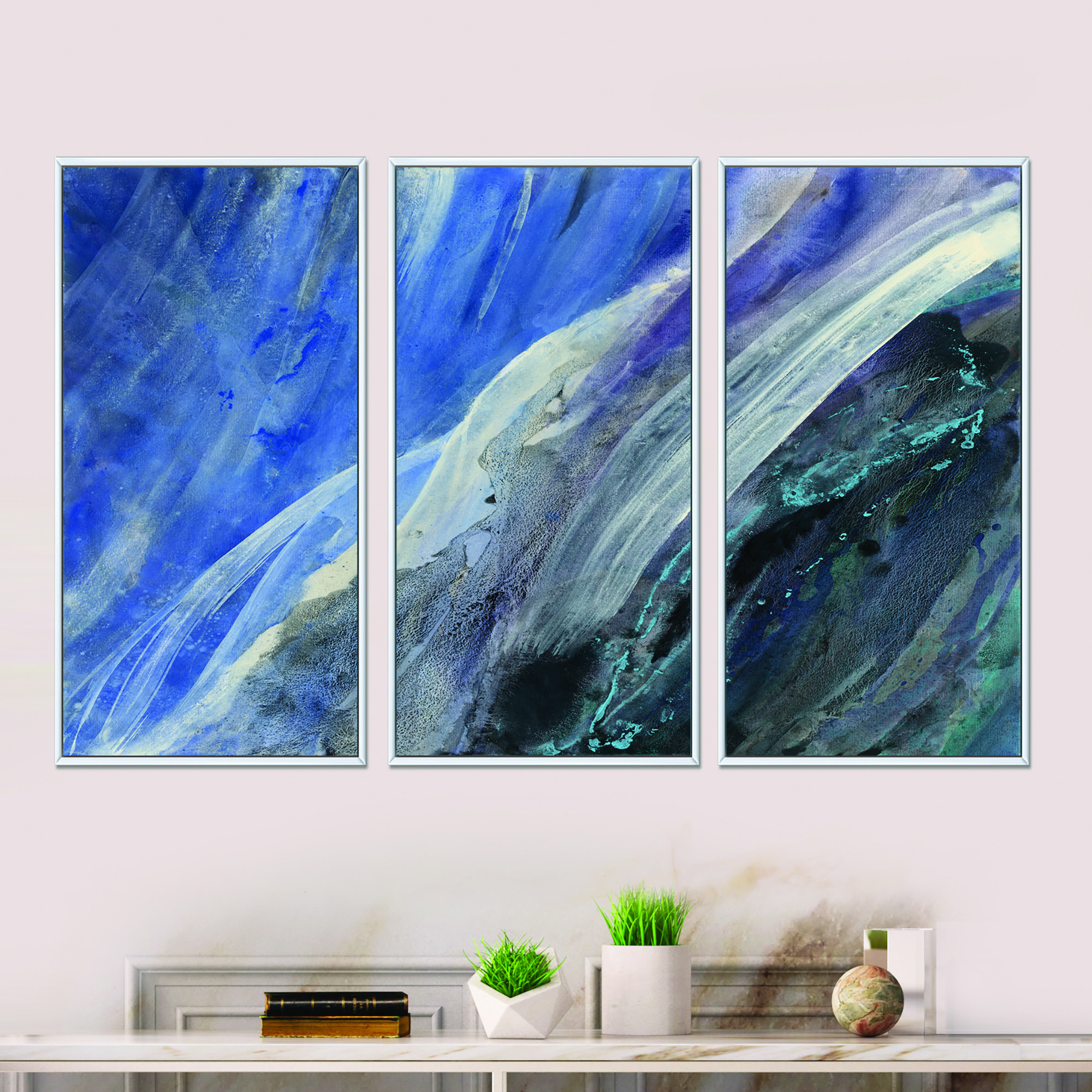 Design Art Black And Blue Abstract Water Painting - Modern ...