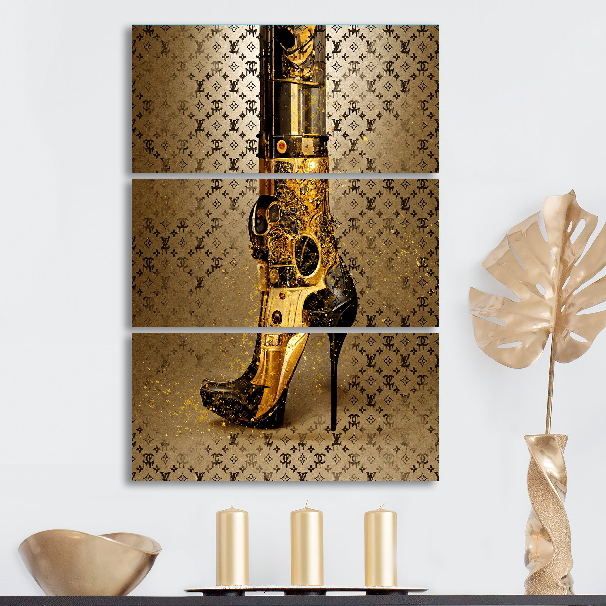 Everly Quinn Elfont Luxury Brand Bionic Heel I On Canvas 3 Pieces Print ...