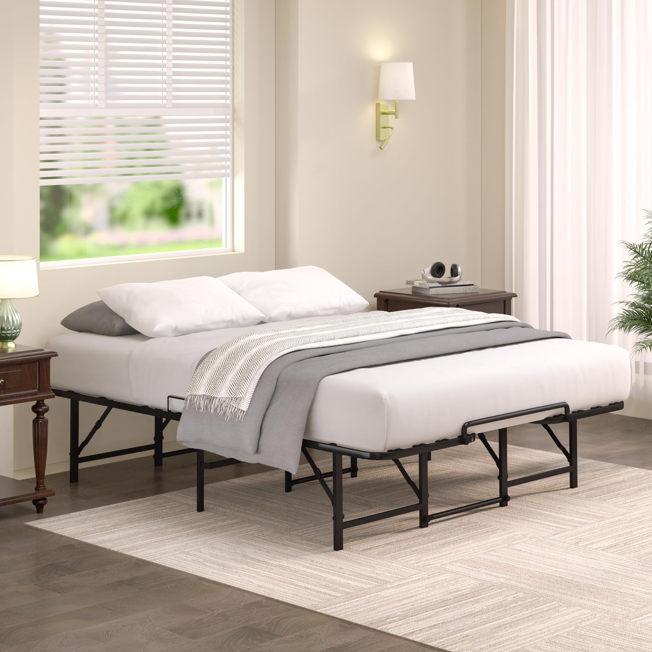 Alwyn Home 14.2" Foldable Bed Frame Full Size Portable Metal Platform ...