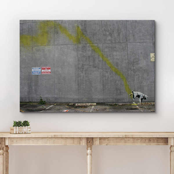 IDEA4WALL Framed Canvas Print Wall Art Banksy Dog Peeing On Wall ...