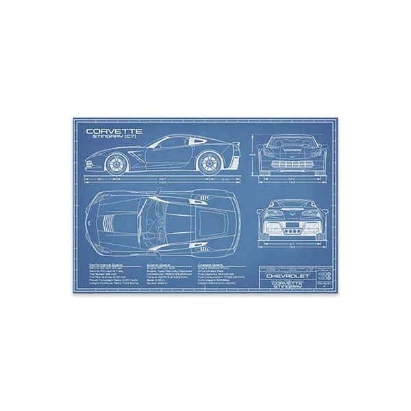 Williston Forge Corvette (C7) Stingray Blueprint On Plastic / Acrylic ...
