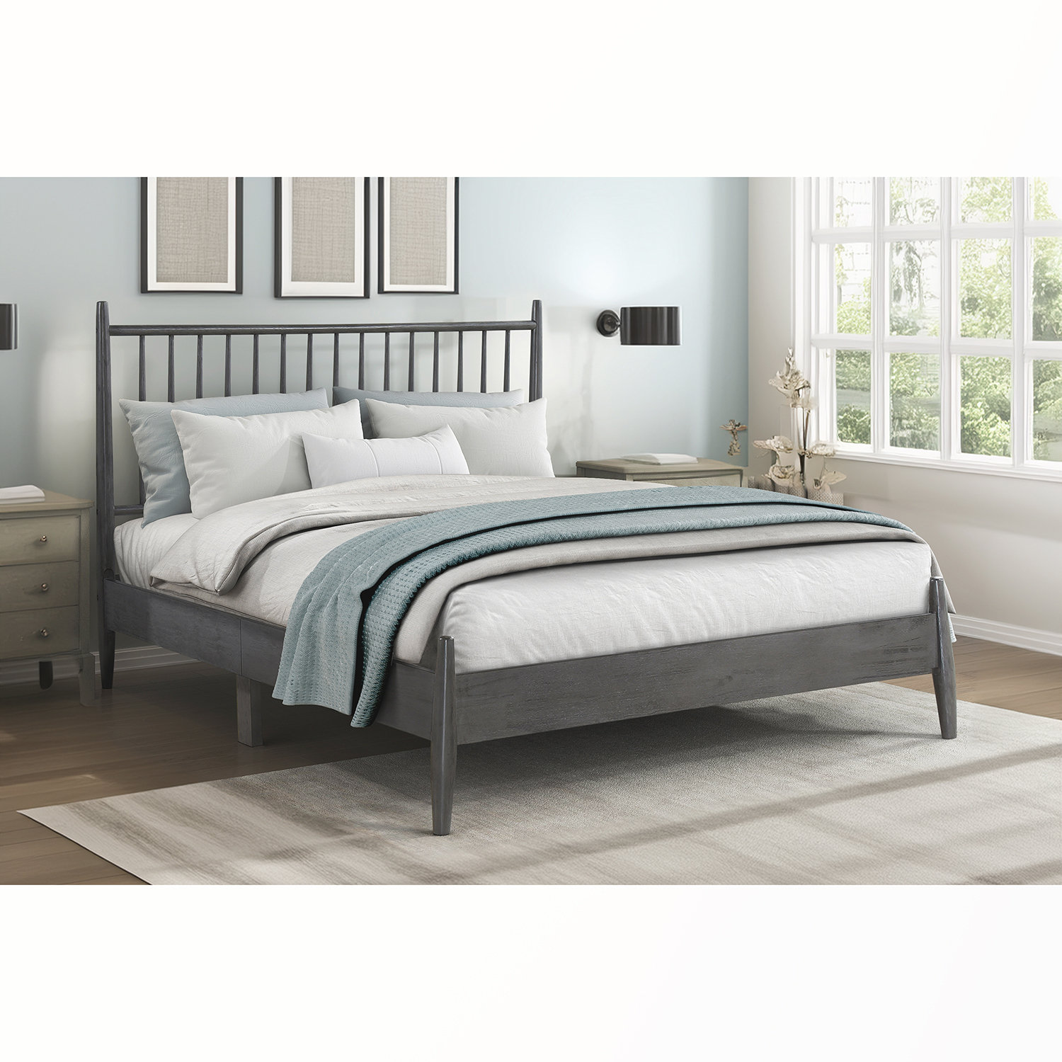 Gracie Oaks Queen Bed Frame With Wood Legs - Wayfair Canada