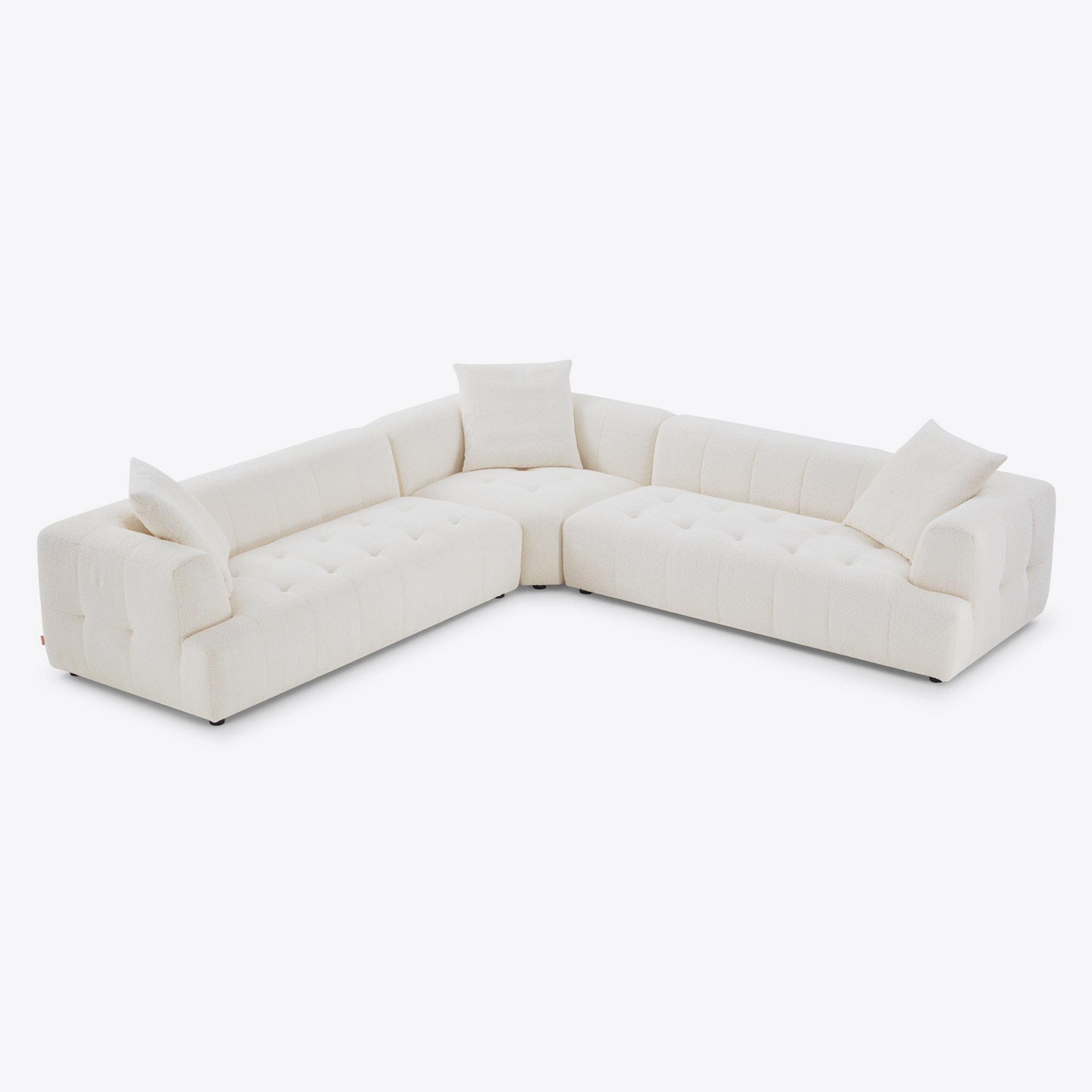 Hokku Designs Ivory Boucle Corner Sofa | Wayfair