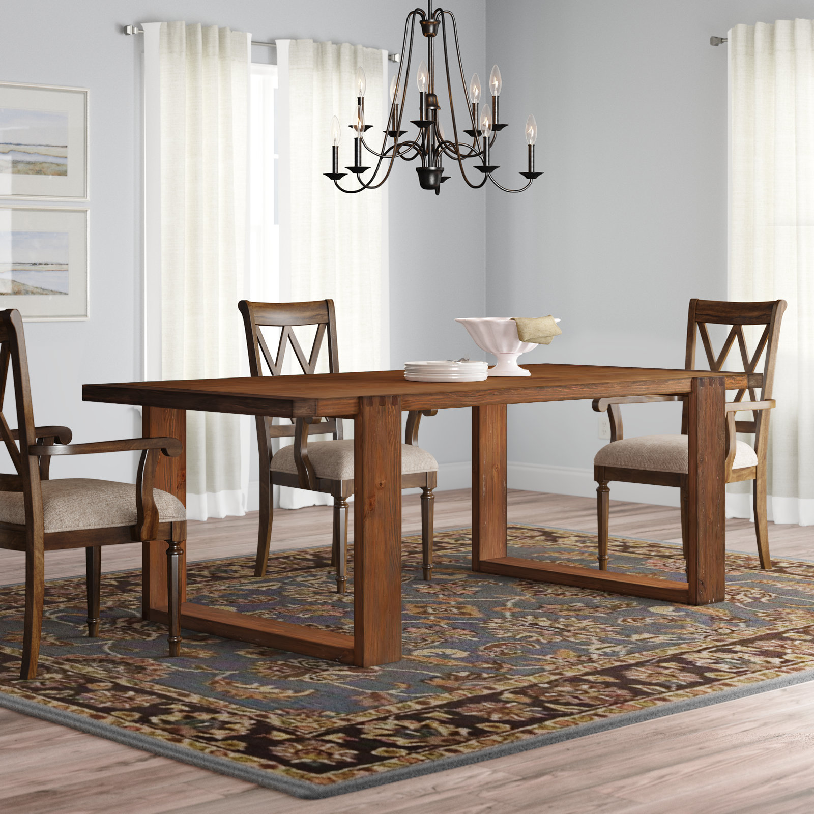 Lark Manor™ Aljawhara 84 Inch Dining Table, Solid Wood, Sled Design ...