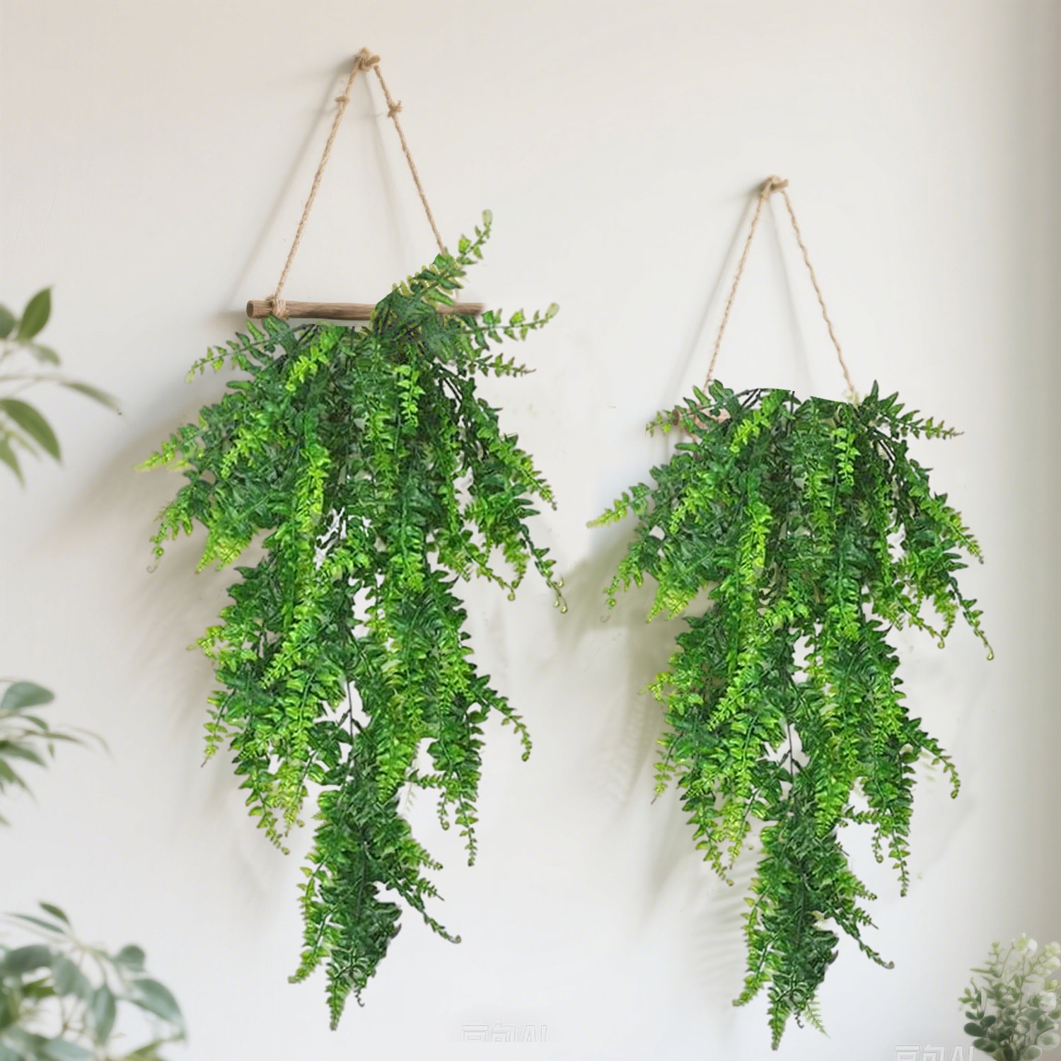 Primrue 2pcs Artificial Hanging Vine Ferns Plants Fake Boston Fern Ivy ...