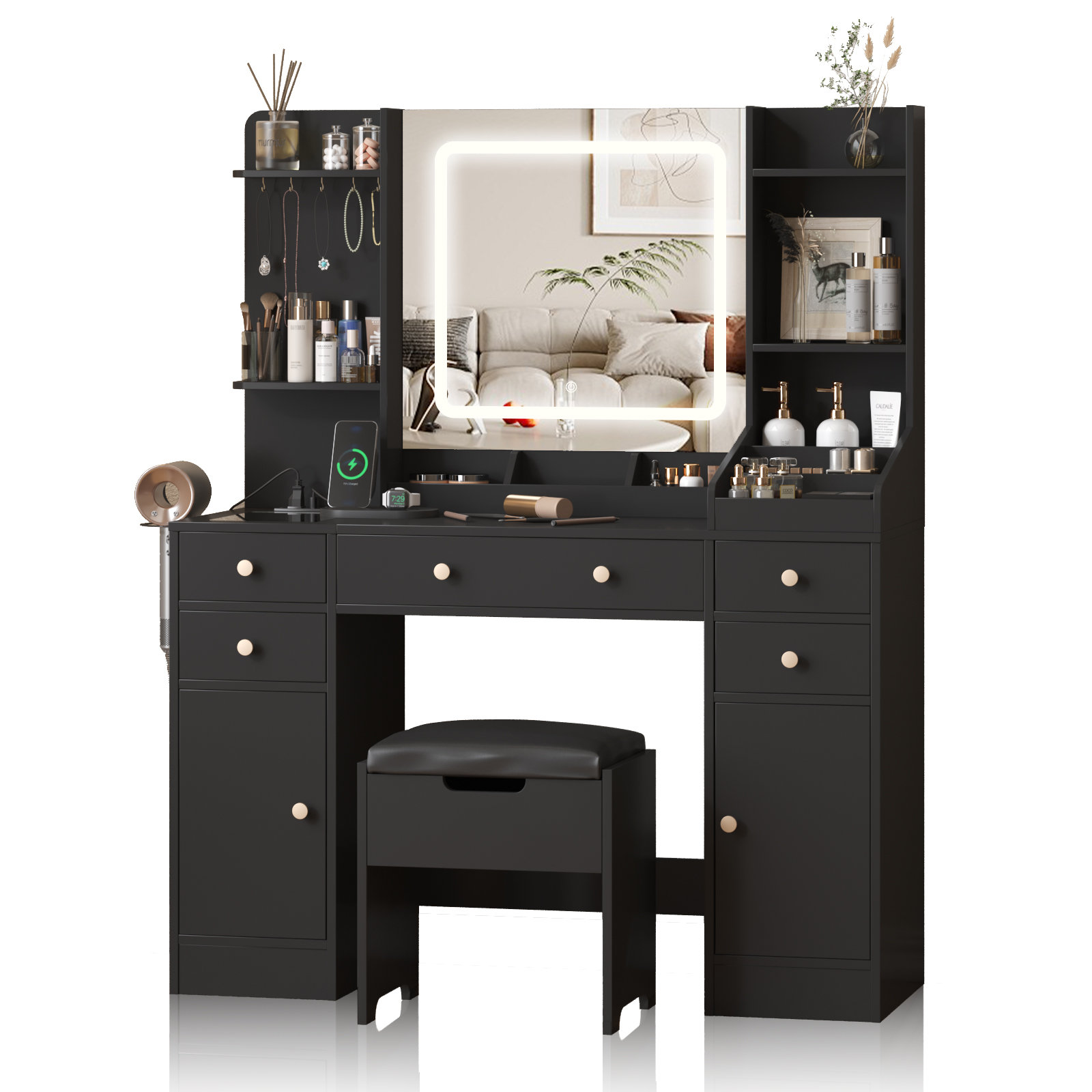 Wrought Studio Vanity Makeup Desk With Mirror And Lights - Wayfair Canada