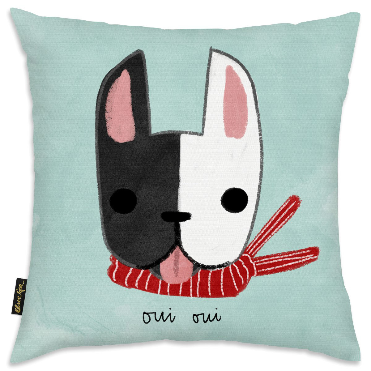Art Remedy Oui Oui Frenchie Throw Pillow | Wayfair