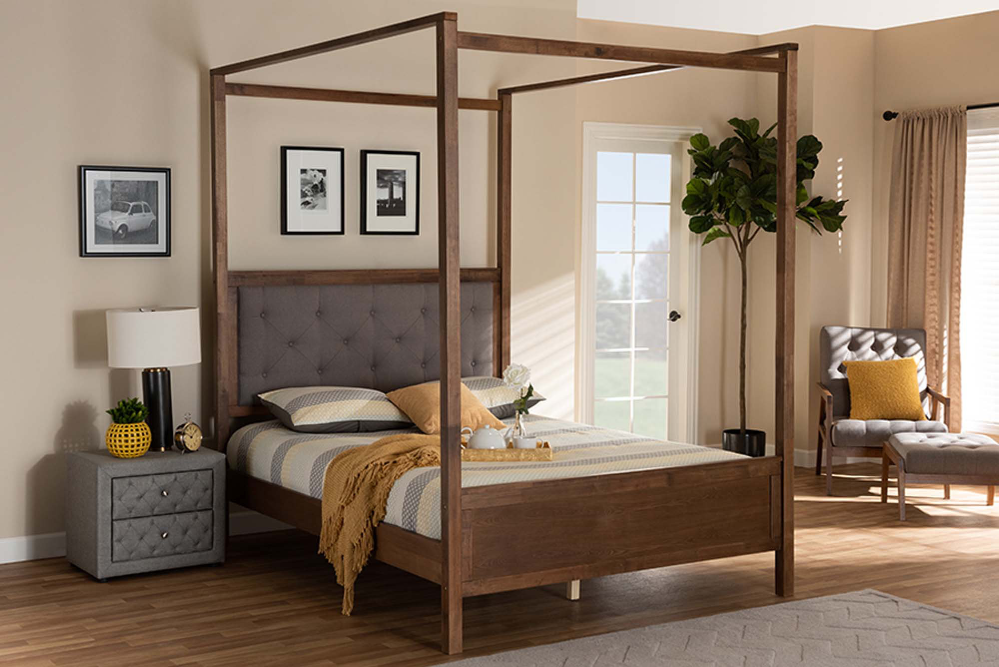 Foundry Select Hickey Tufted Low Profile Canopy Bed | Wayfair