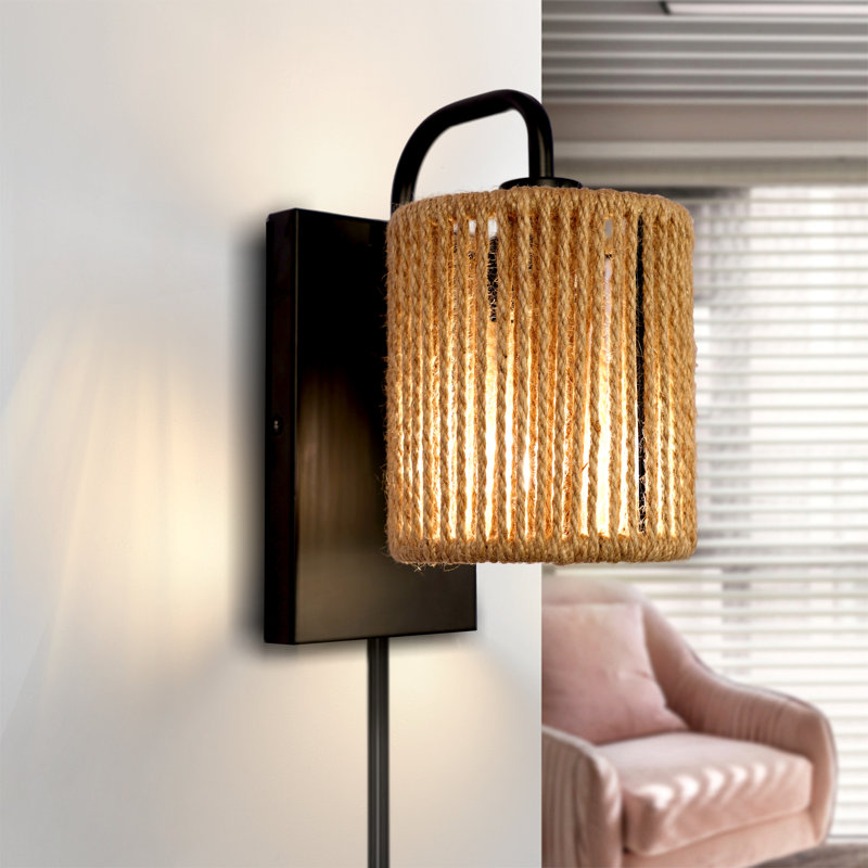 Breakwater Bay Ahull Iron Plug-in Armed Sconce Wall Lights for Bedroom ...