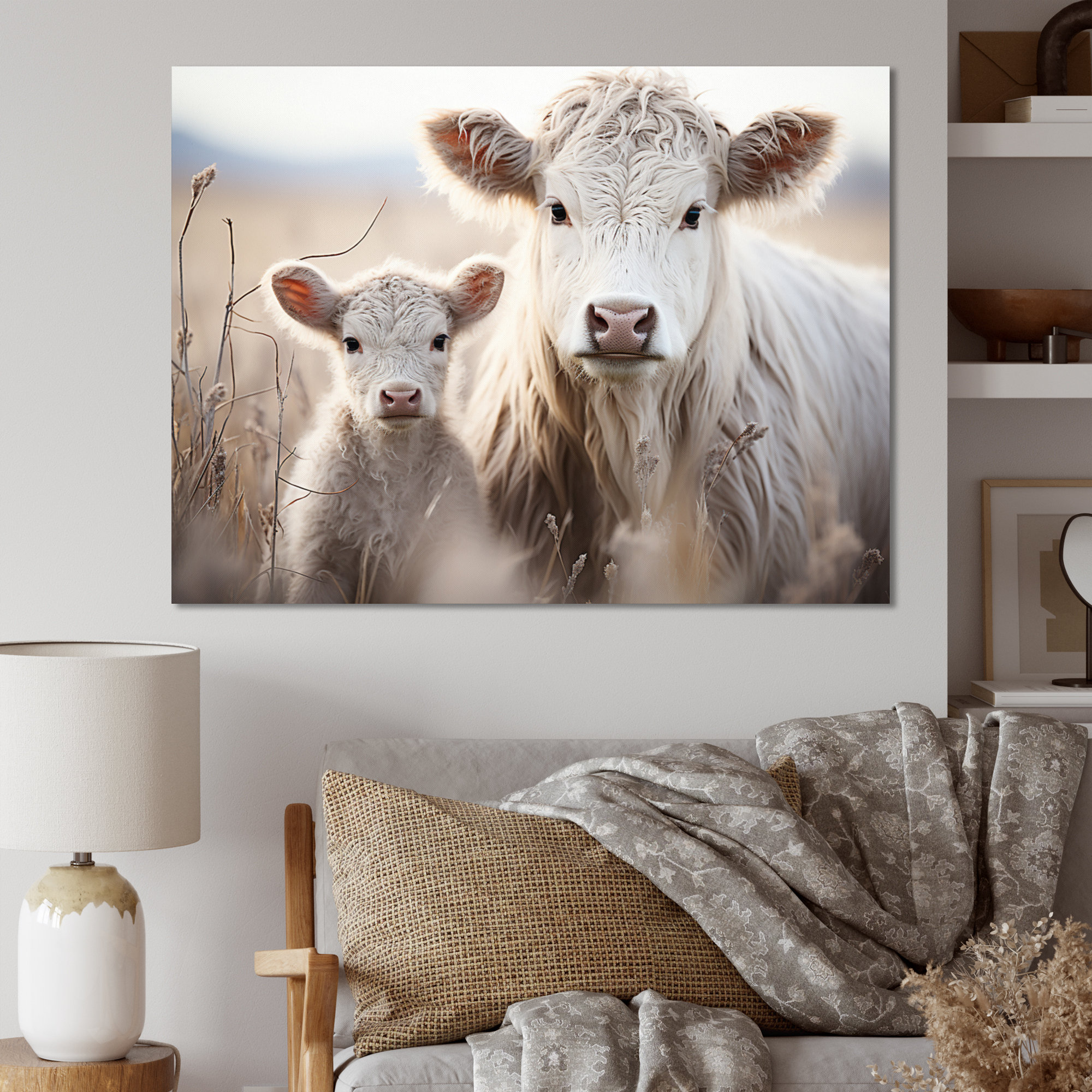 Gracie Oaks Cattle Gentle Family I - Cattle Canvas Art & Reviews | Wayfair