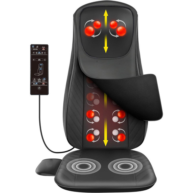 Symple Stuff Black Shiatsu Back Massager with Heat with Adjustable ...