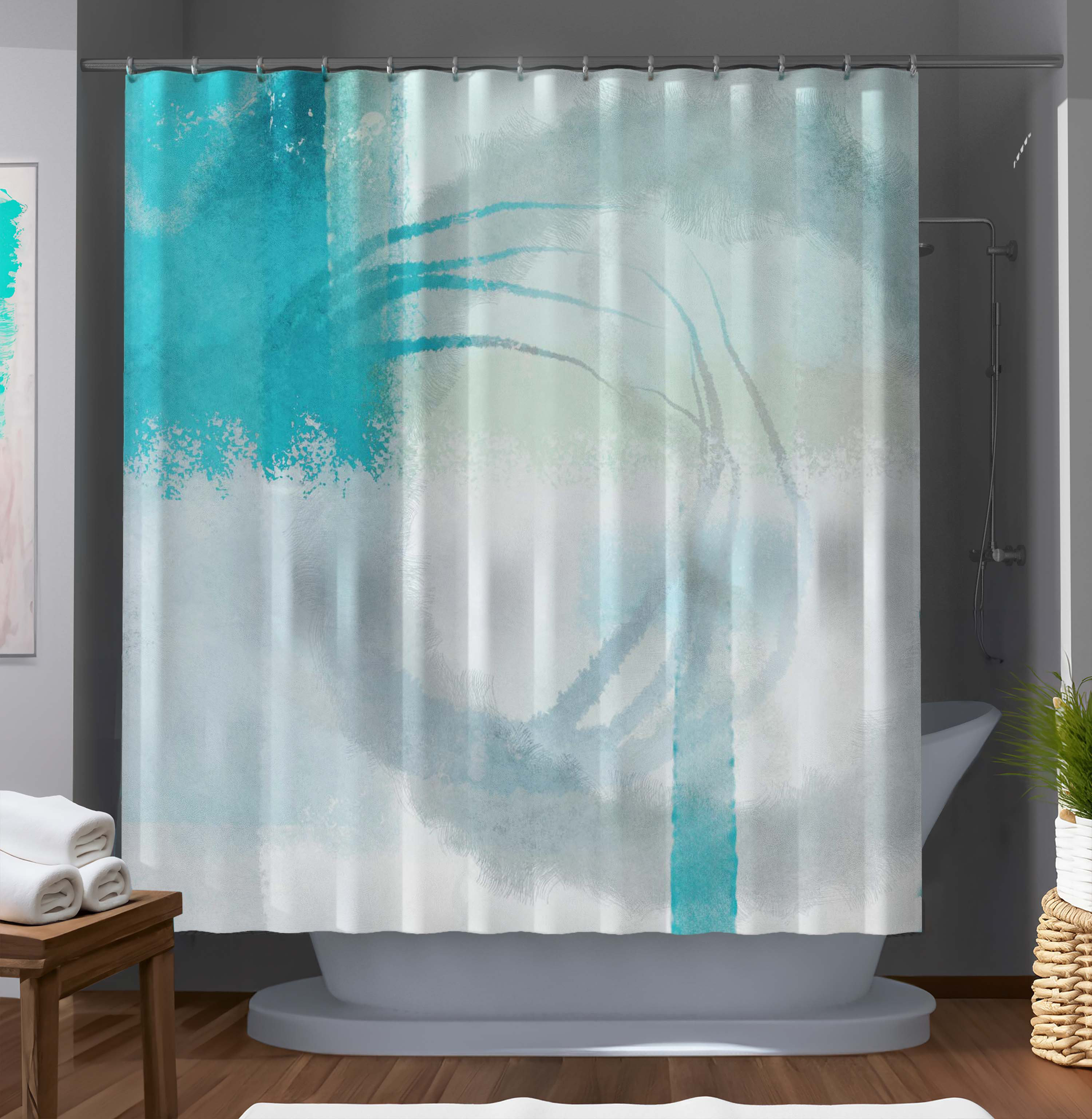 East Urban Home Kamarea Abstract Shower Curtain | Wayfair