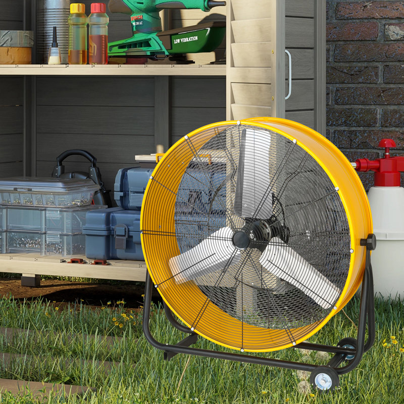 CG INTERNATIONAL TRADING 30 In. Yellow 3-Speed Round High Velocity Air ...