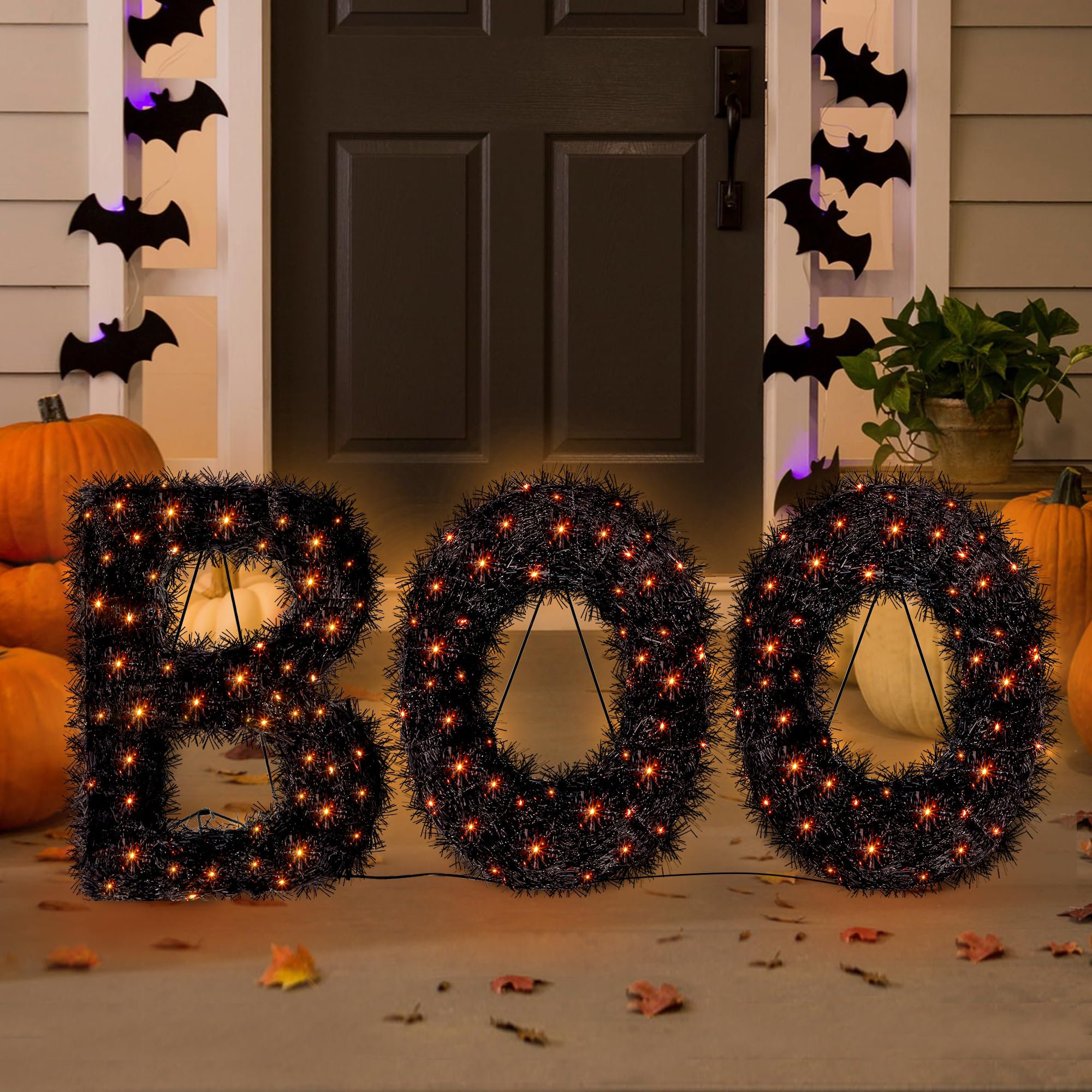 The Holiday Aisle® 3-piece lighted 'Boo' yard sign set for Halloween ...