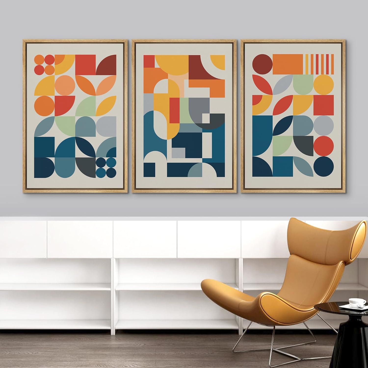 IDEA4WALL Abstract Vibrant Color Blocks Orange Blue Mid Century Modern ...