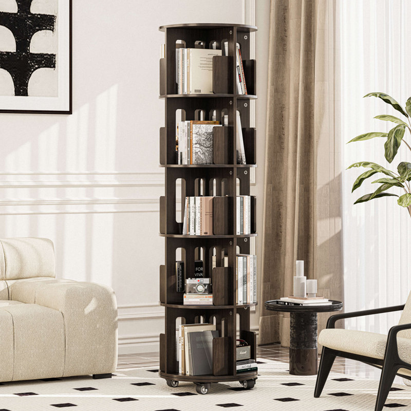 Latitude Run® 17.7'' Rotating Bookcase Revolving Corner Bookshelf ...