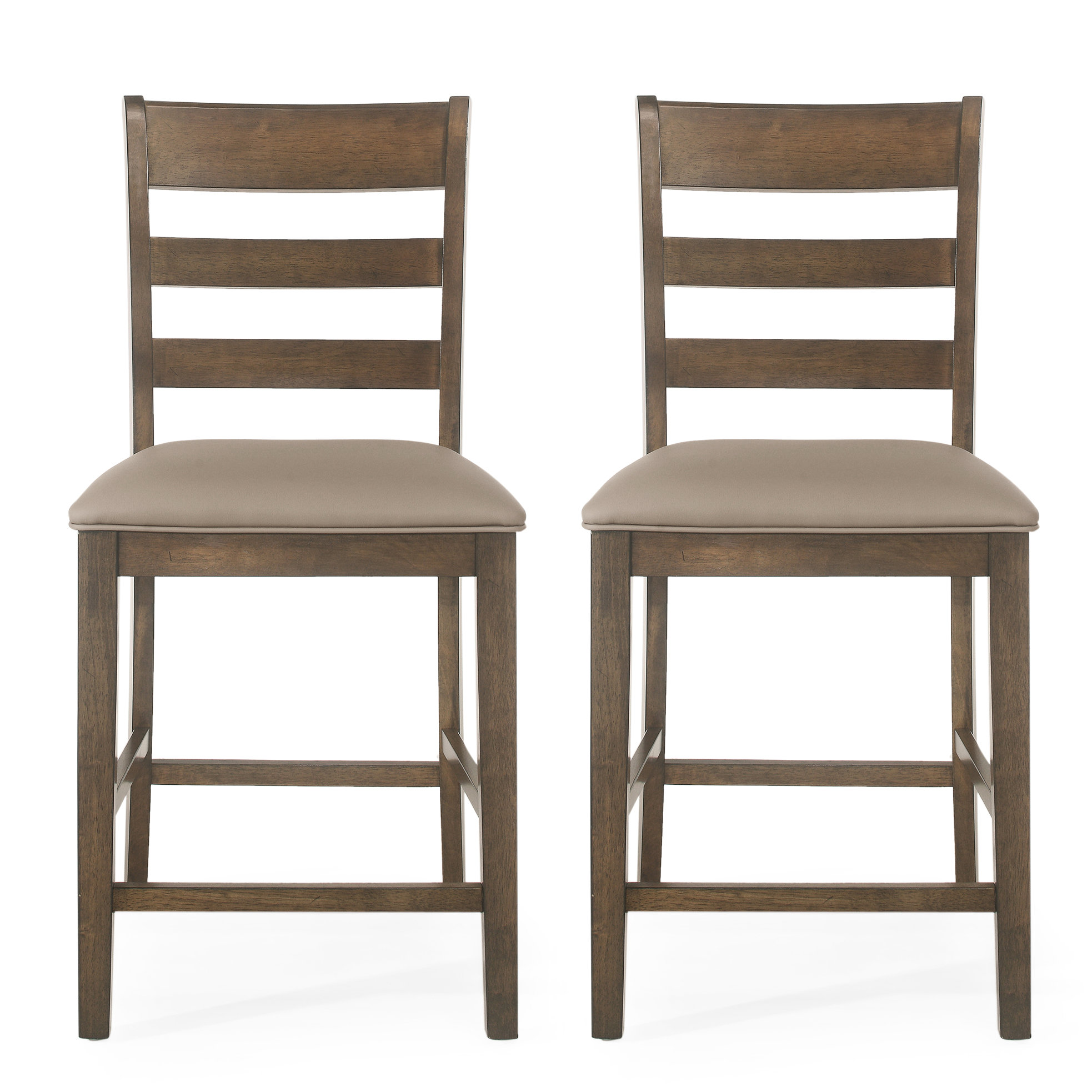 Red Barrel Studio® 2 Upholstered Counter Stools, Brown, Back, Tempting ...
