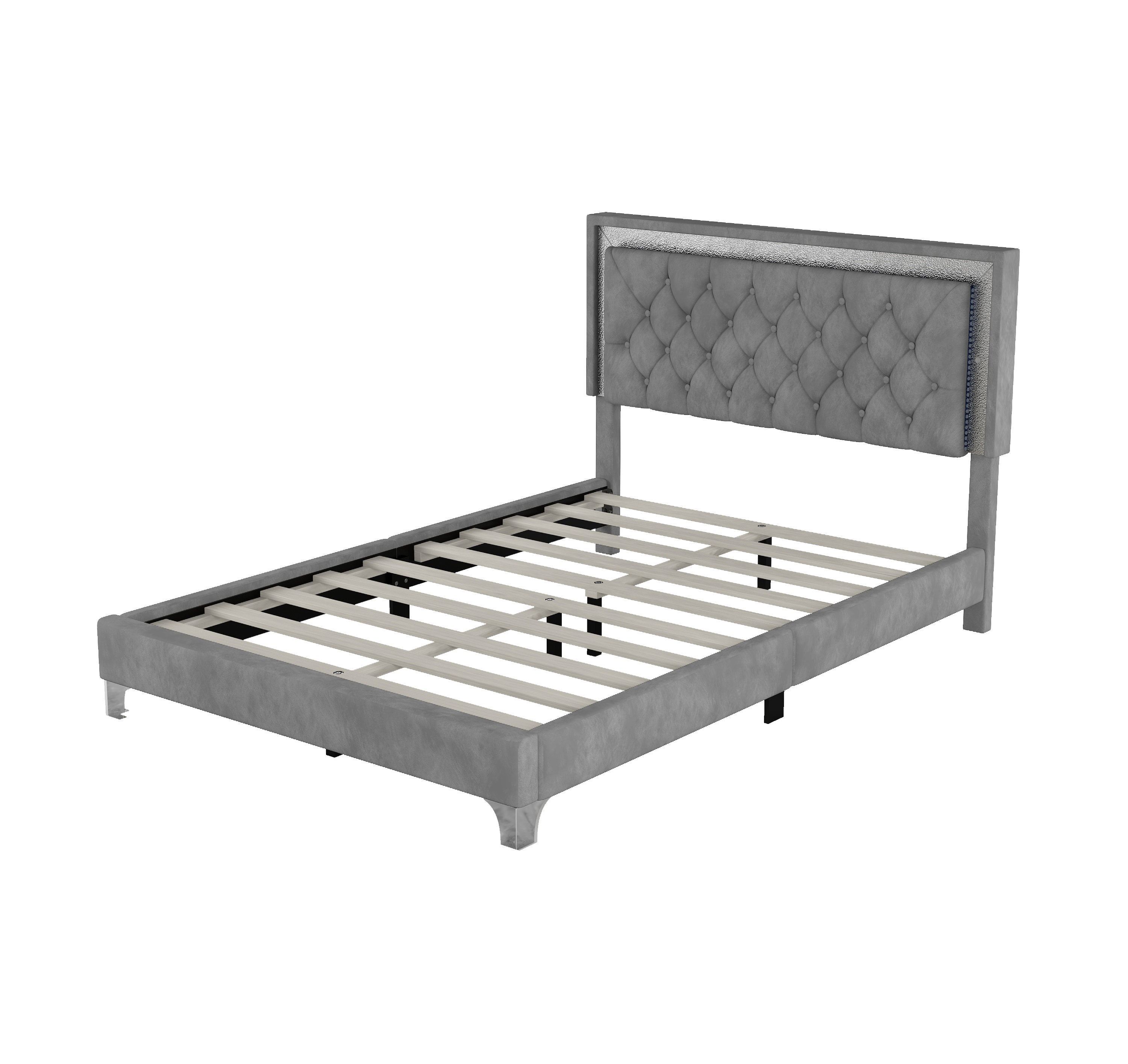 Brayden Studio® Full Size Upholstered Bed Frame with LED Lights,Modern ...