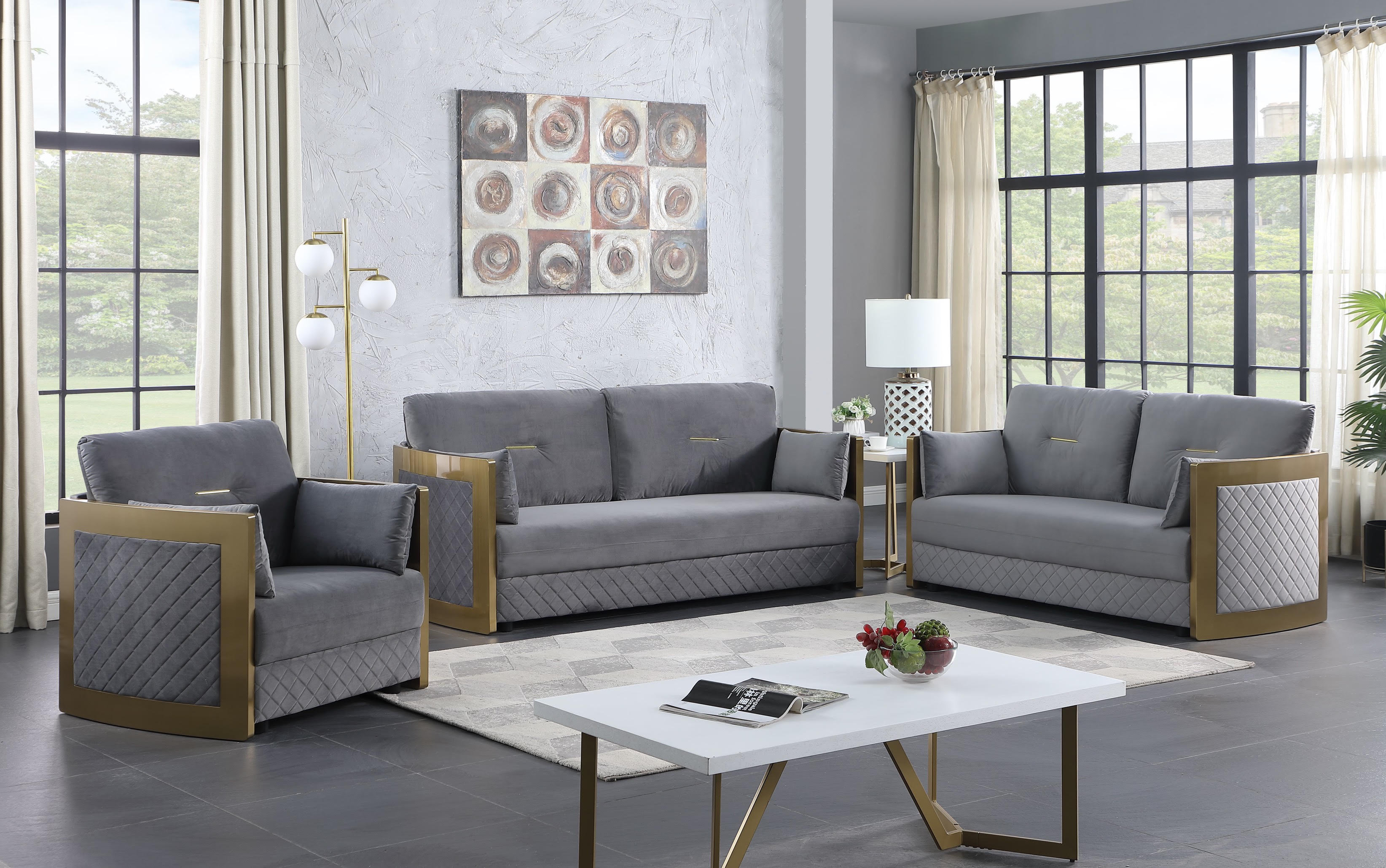 Everly Quinn Melaku 3 Piece Velvet Living Room Set - Wayfair Canada