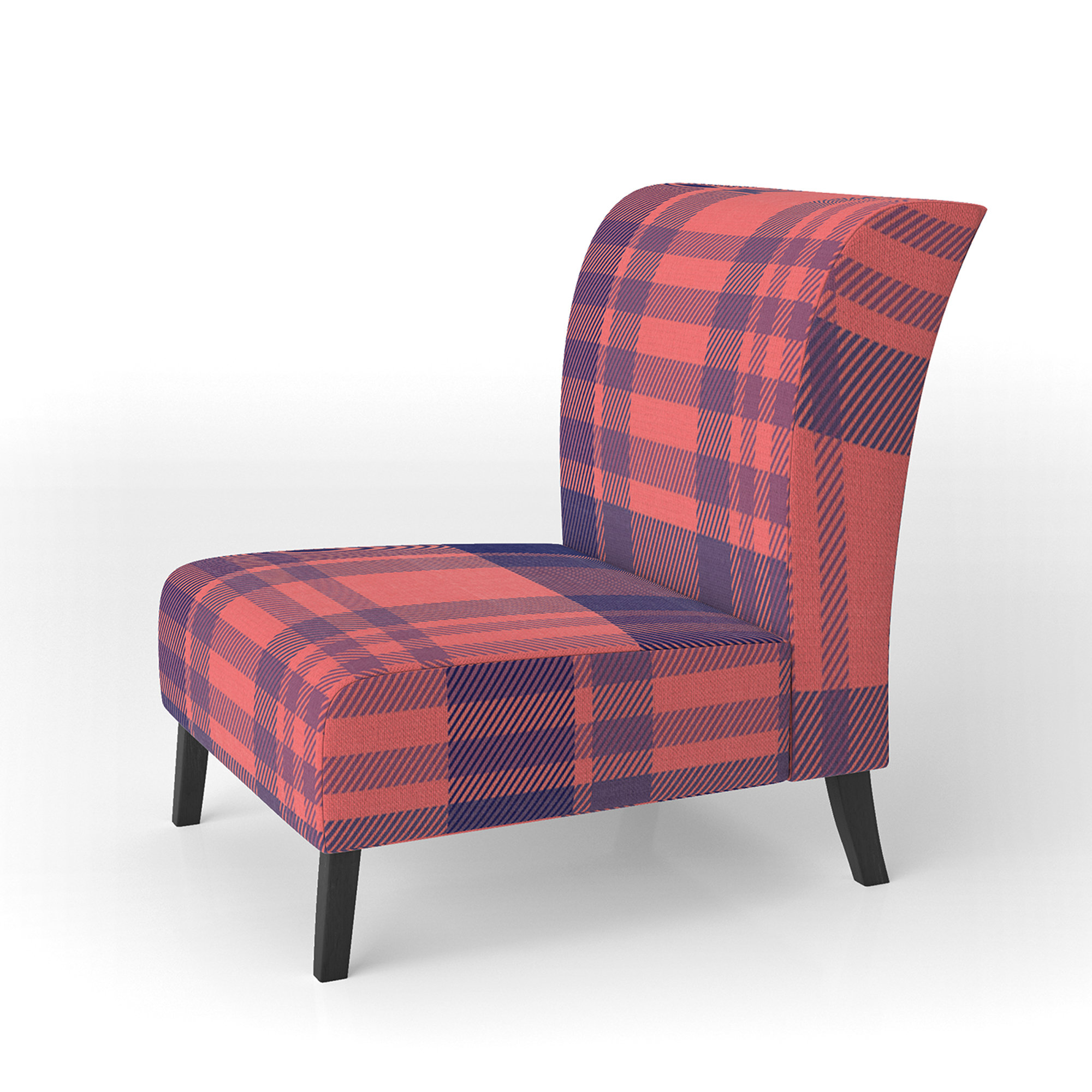 Dakota Fields Blue Checked Tartan - Upholstered Patterned Accent ...