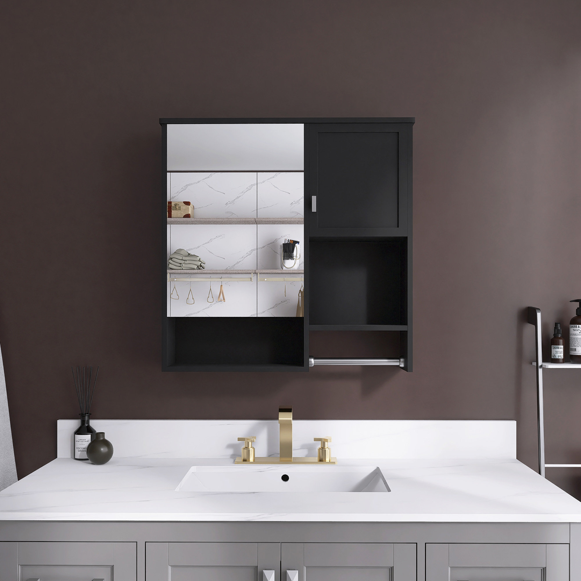 Winston Porter 29'' X 28'' Modern Wall Mounted Bathroom Medicine ...