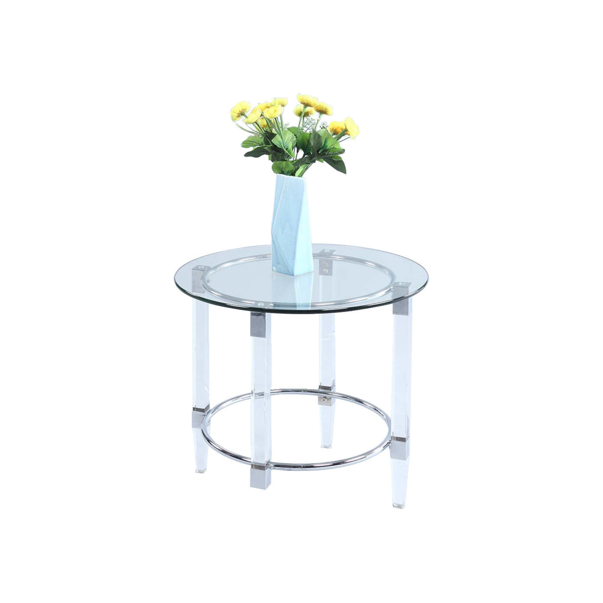 Mercer41 Lootens Contemporary Round Glass Top Lamp Table | Wayfair