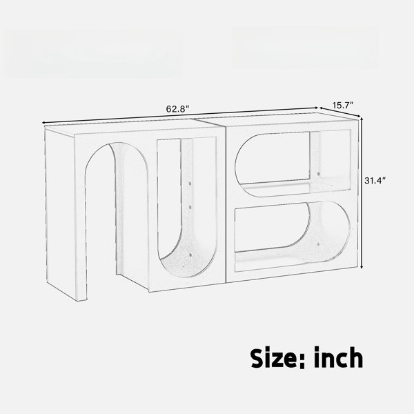 Ivy Bronx Modular Console Table With Rectangular Exterior And Curved ...