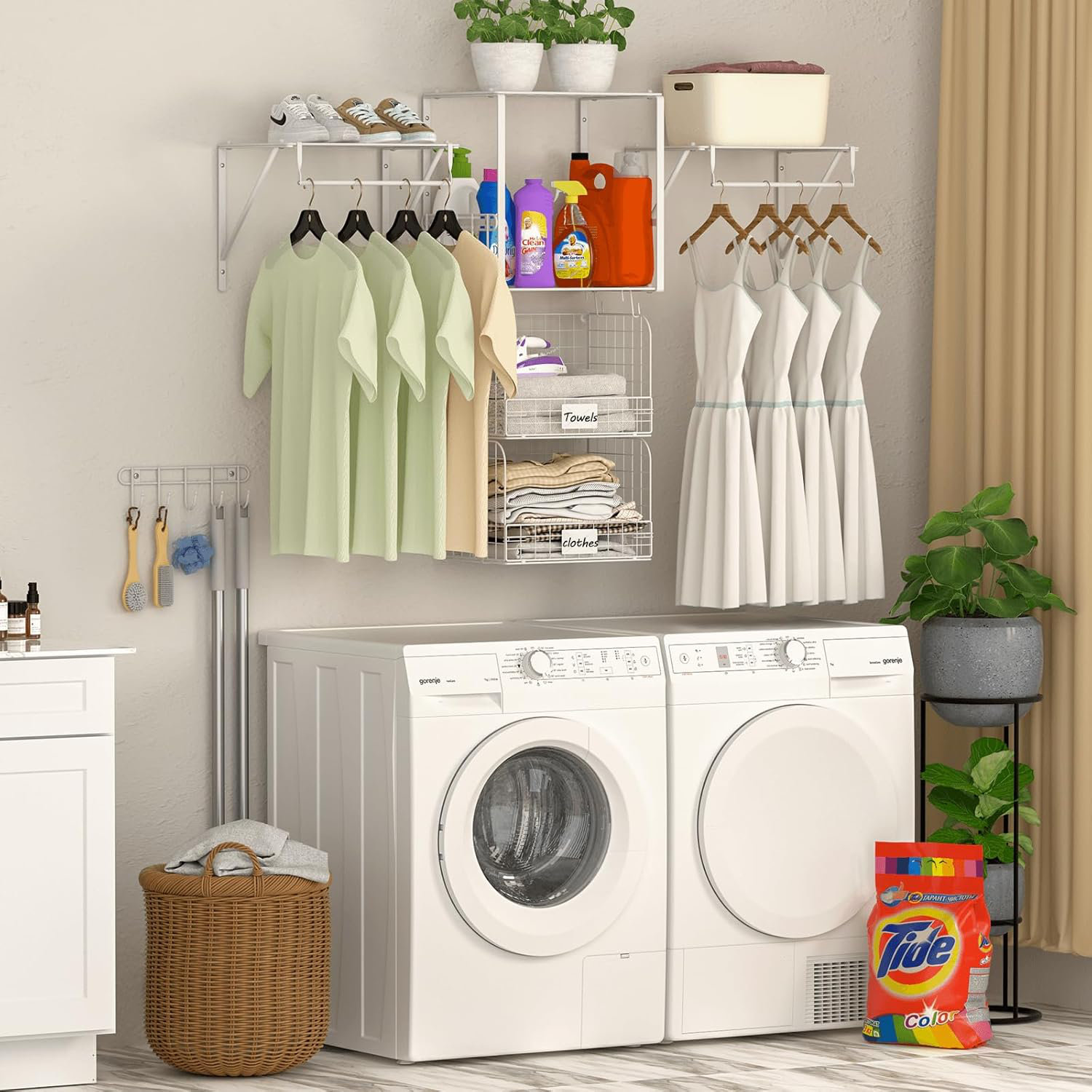 XIANGXIELISHE 3 Pack Laundry Room Shelves Wall Mounted With Wire ...