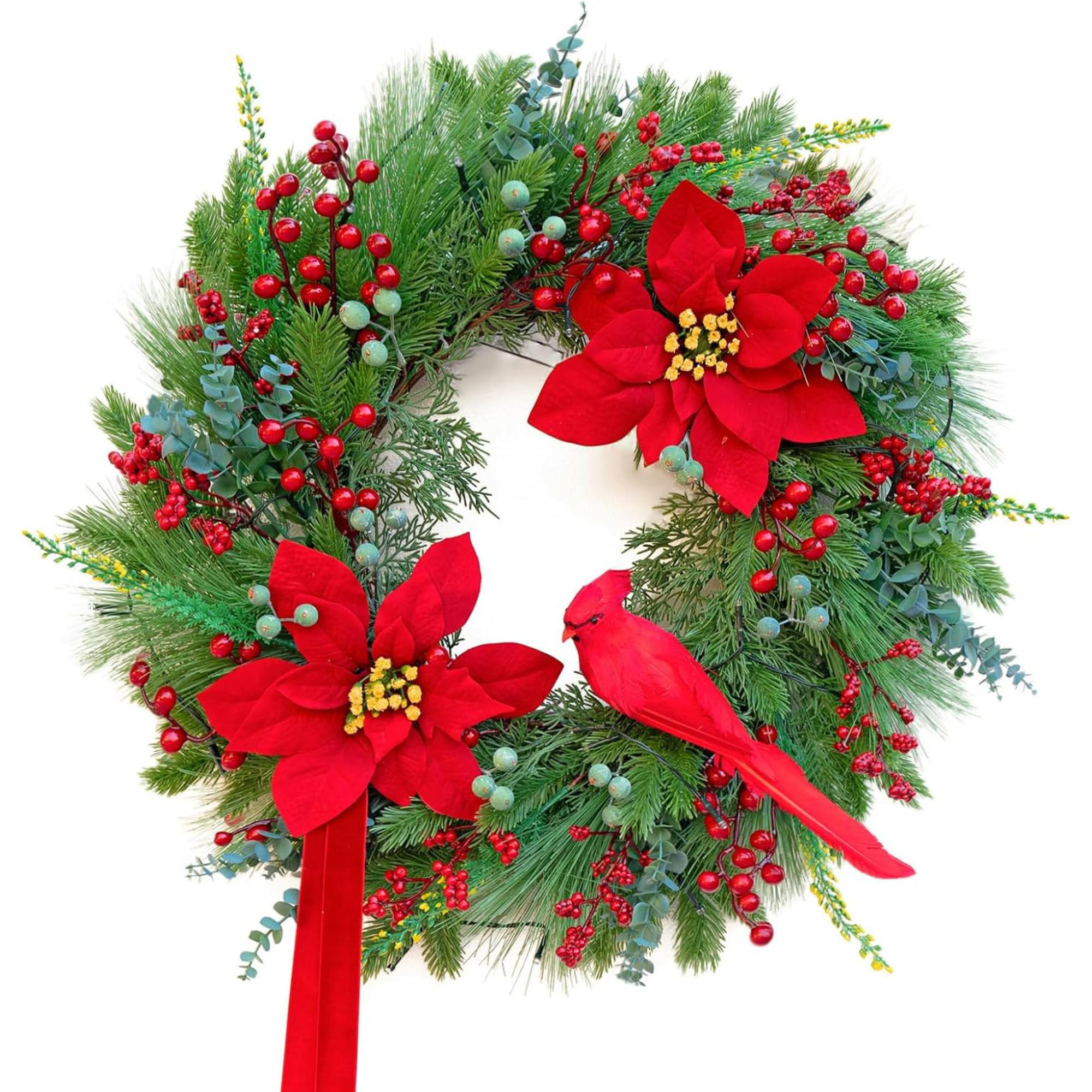 One Allium Way® Pre-Lit Christmas Wreaths For Front Door 24 Inch ...