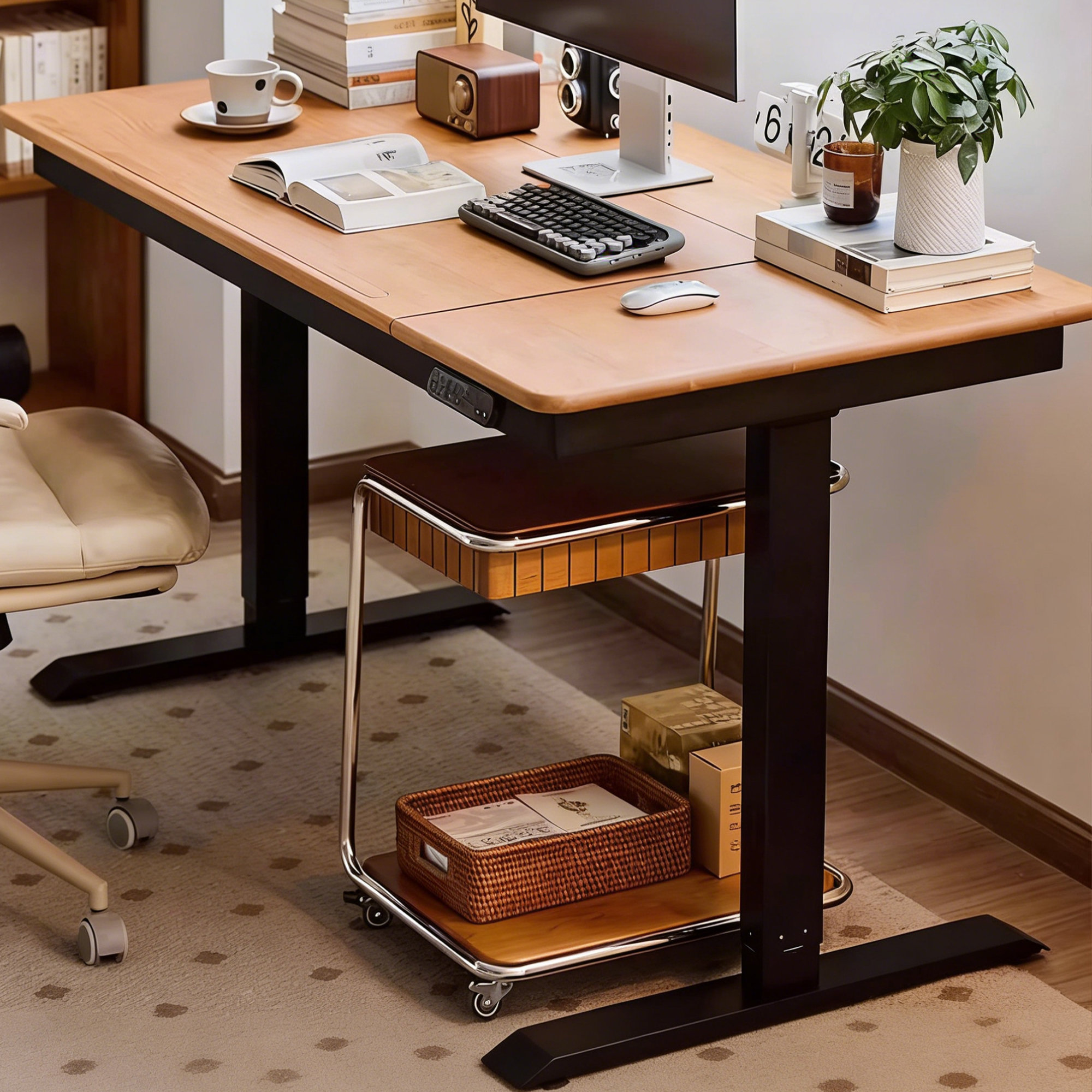 Inbox Zero Desk Adjustable Desk Wood Desk | Wayfair