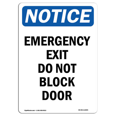 SignMission Emergency Exit Do Not Block Door Sign | Wayfair