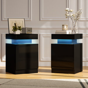 Wrought Studio™ Nightstands with LED Light (Set of 2), Modern Side ...