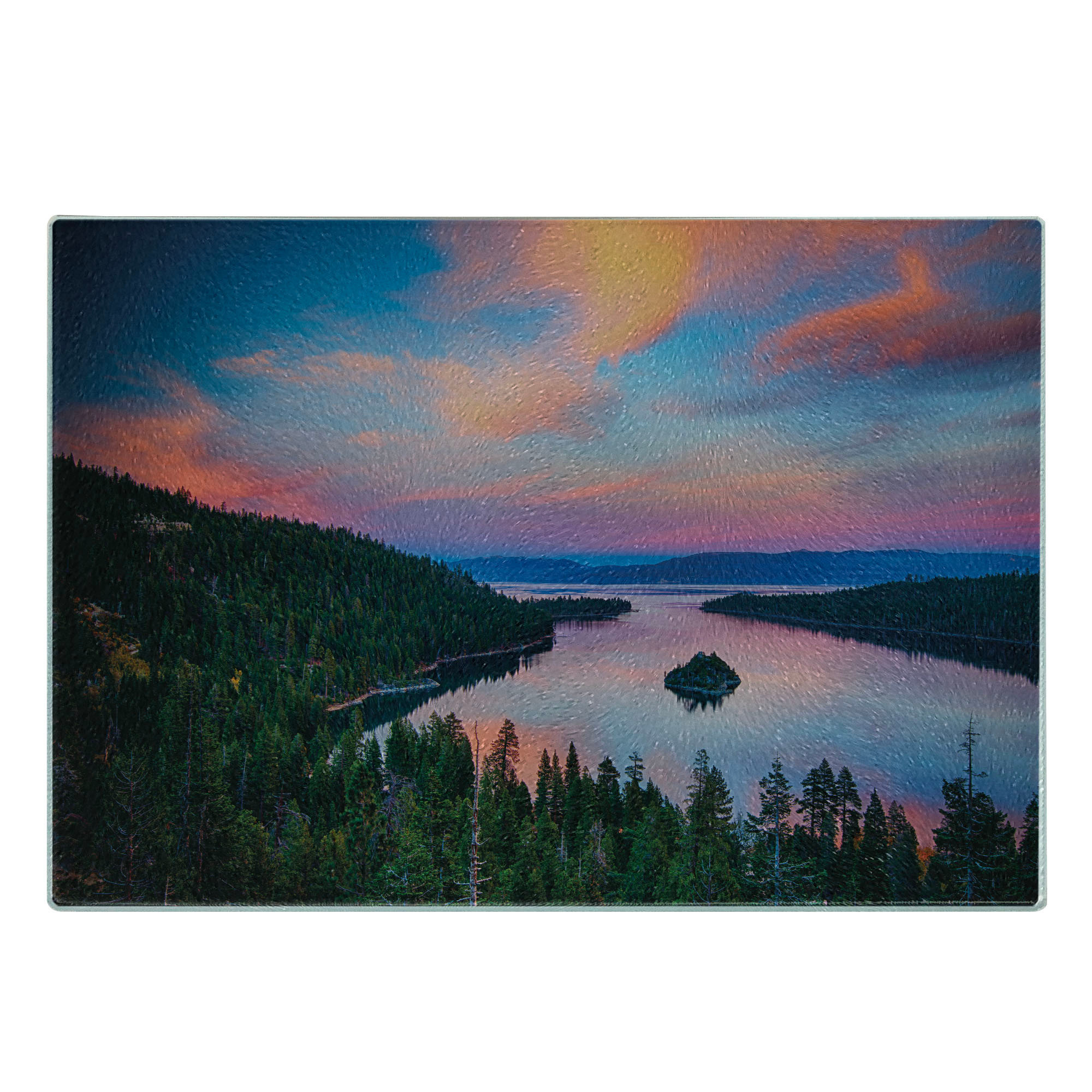 Ambesonne Lake Tahoe Tempered Glass Cutting Board California Photo ...